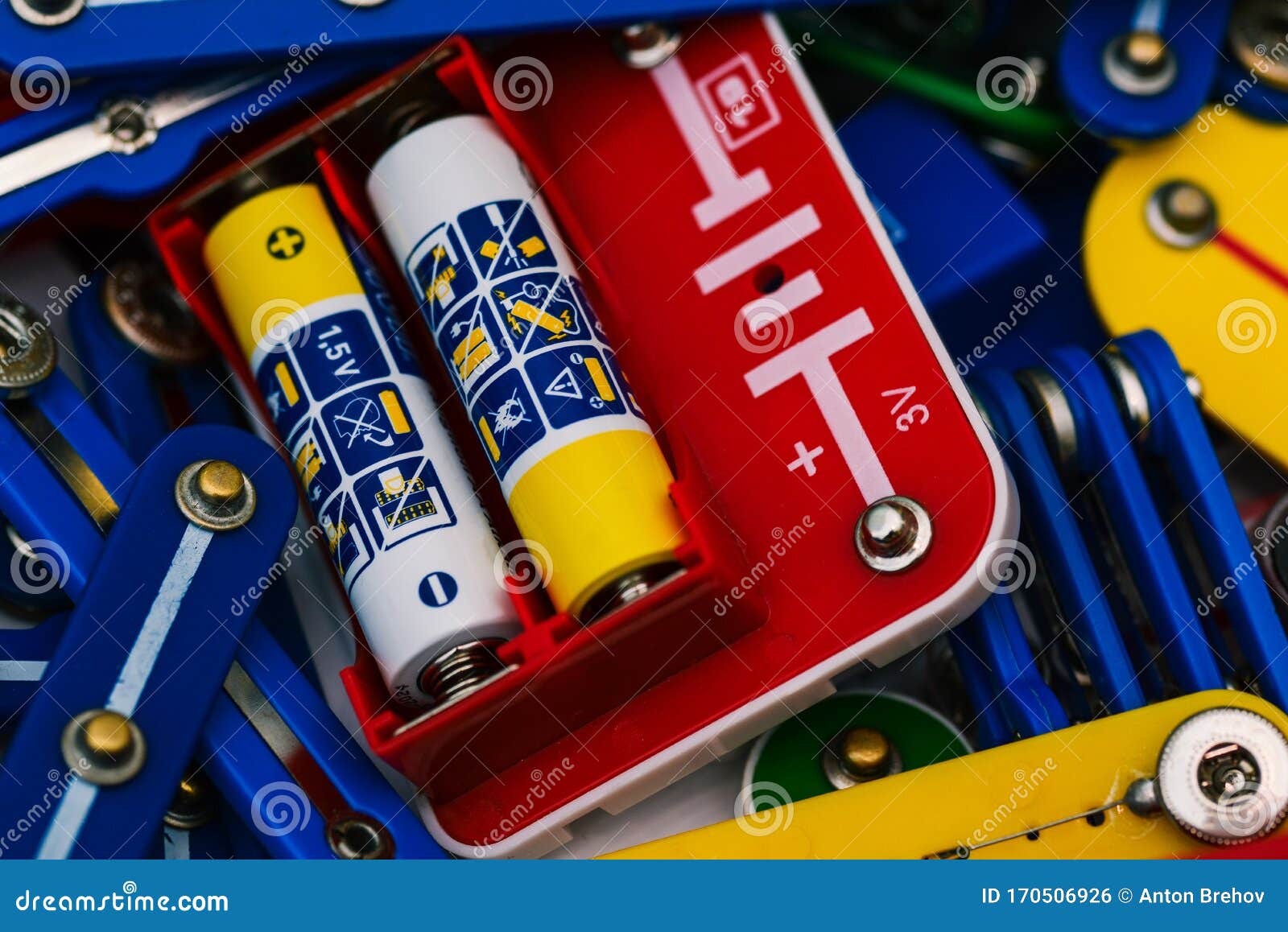 Microchip with Batteries. Multi-colored Electronic Circuits and ...