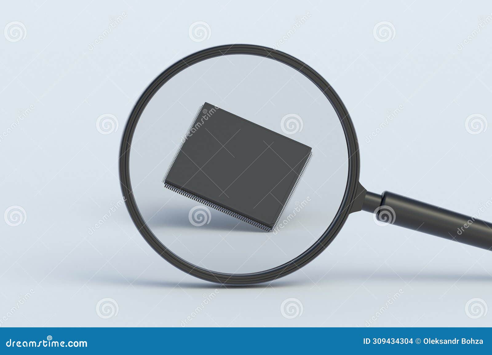 Microchip Behind Magnifying Glass Stock Illustration - Illustration of ...