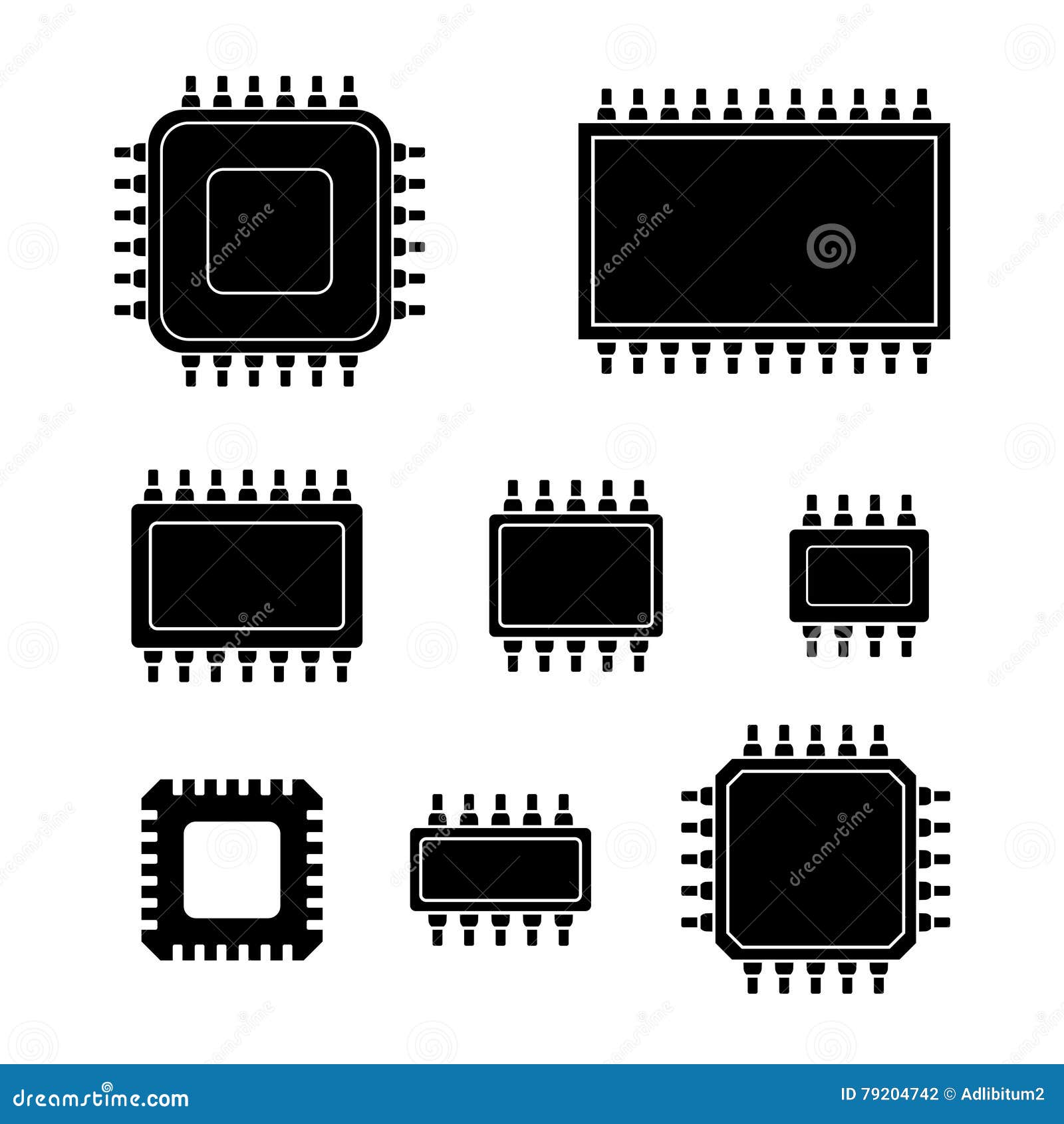 Microchip black set stock vector. Illustration of black - 79204742