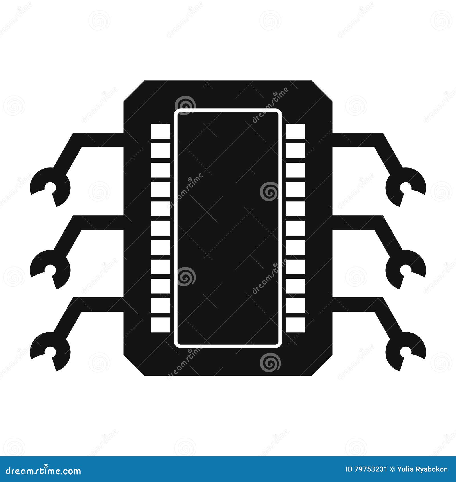 Microchip Black Silhouette Icons Cpu Vector Set | CartoonDealer.com ...