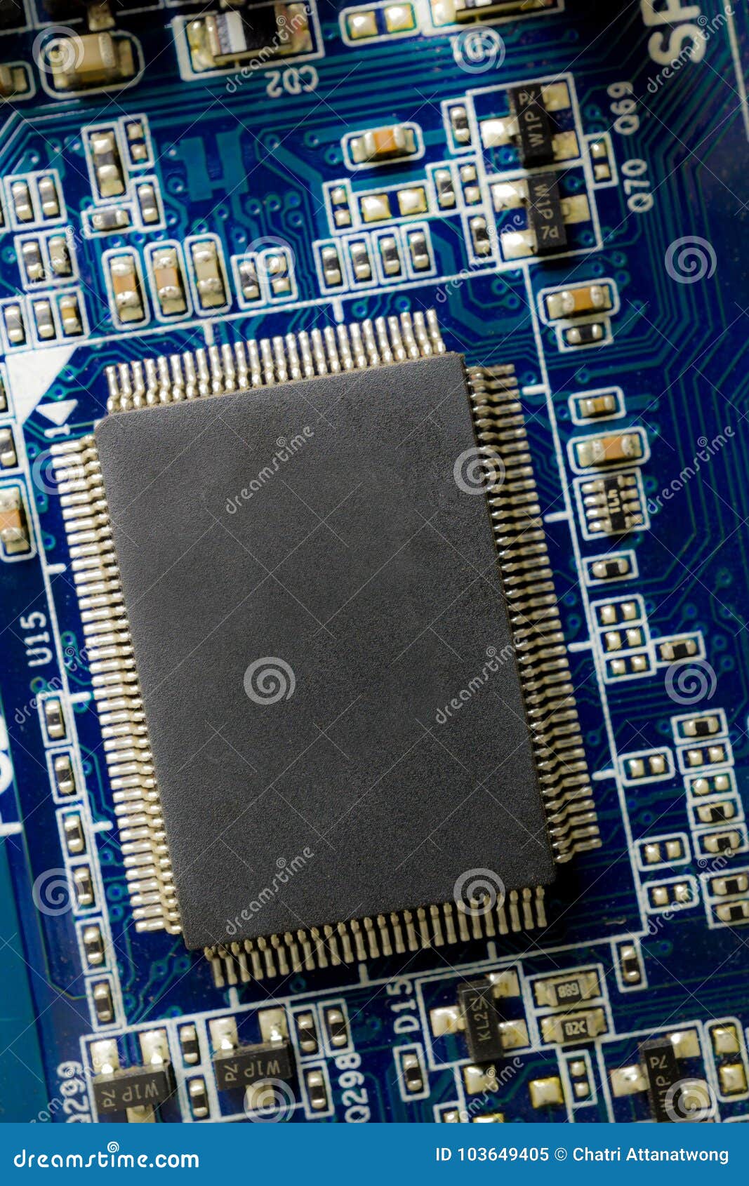 Microchip on Blue Pcb and Copy Space Stock Image - Image of integrated ...