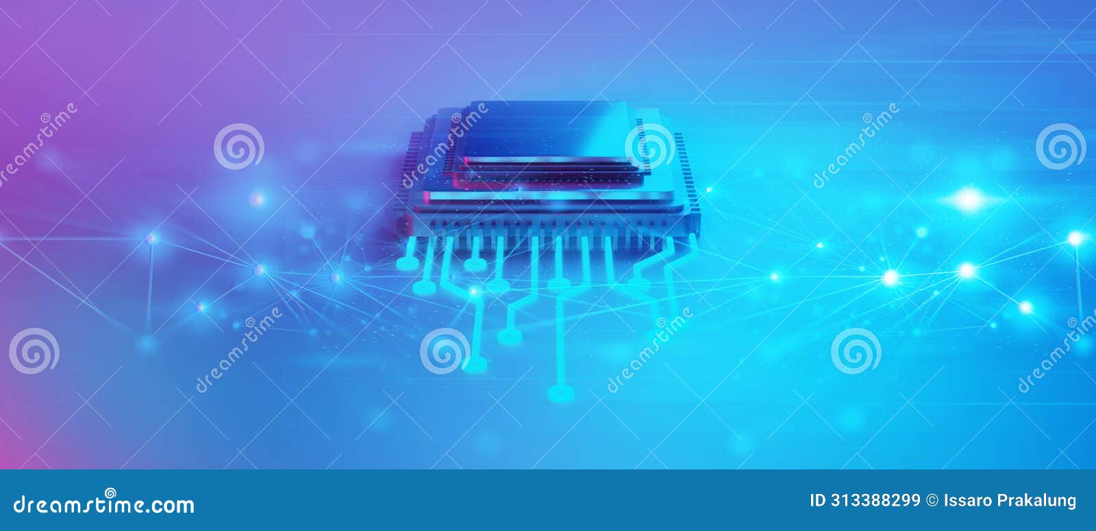 Microchip Brain Neural of AI Robot for High Technology Network, Quantum Computer Processing ...