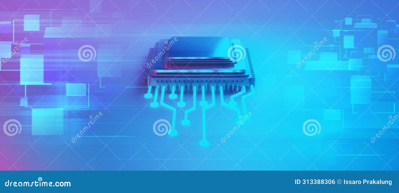 Microchip Brain Neural of AI Robot for High Technology Network, Quantum Computer Processing ...