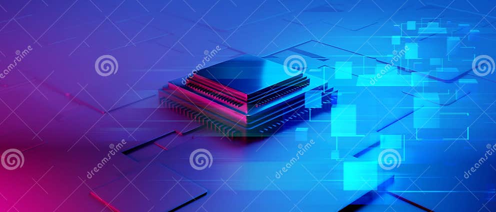 Microchip Brain Neural of AI Robot for High Technology Network, Quantum Computer Processing ...