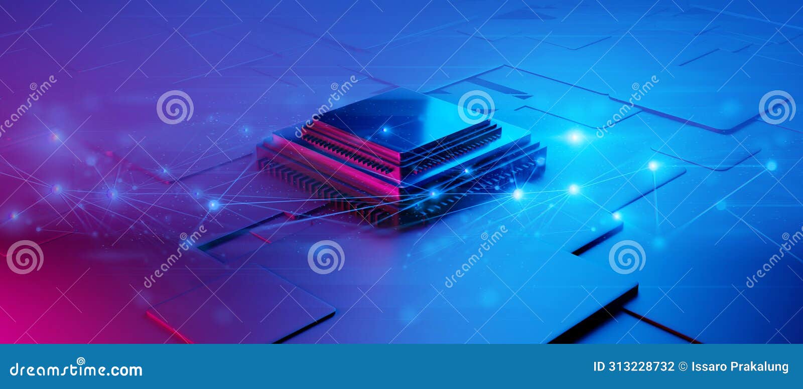 Microchip Brain Neural of AI Robot for High Technology Network, Quantum Computer Processing ...