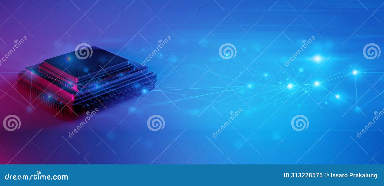 Microchip Brain Neural of AI Robot for High Technology Network, Quantum Computer Processing ...