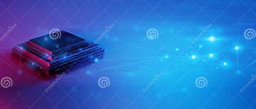 Microchip Brain Neural of AI Robot for High Technology Network, Quantum Computer Processing ...