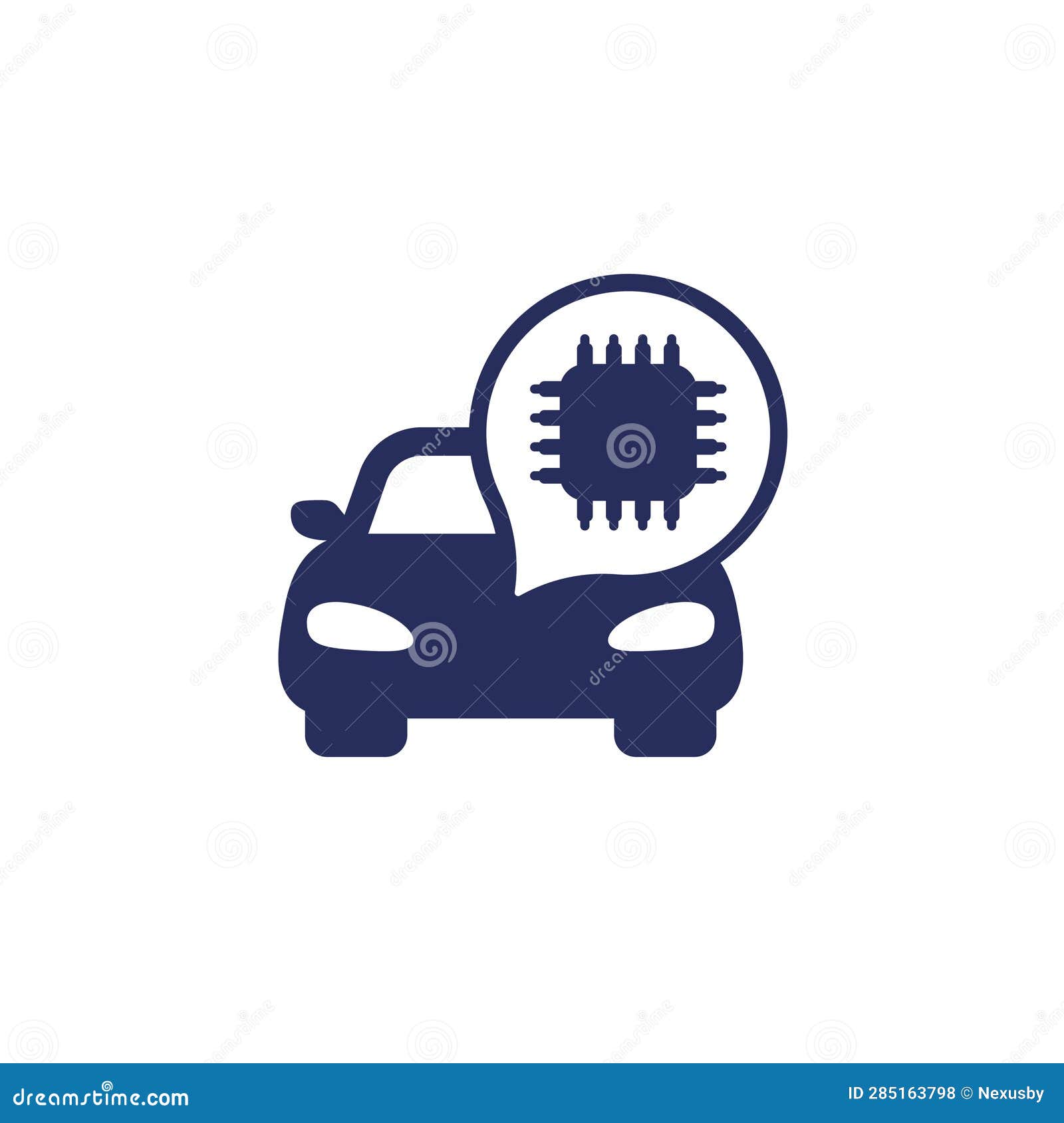 Microchip and Car Icon on White Stock Vector - Illustration of core ...