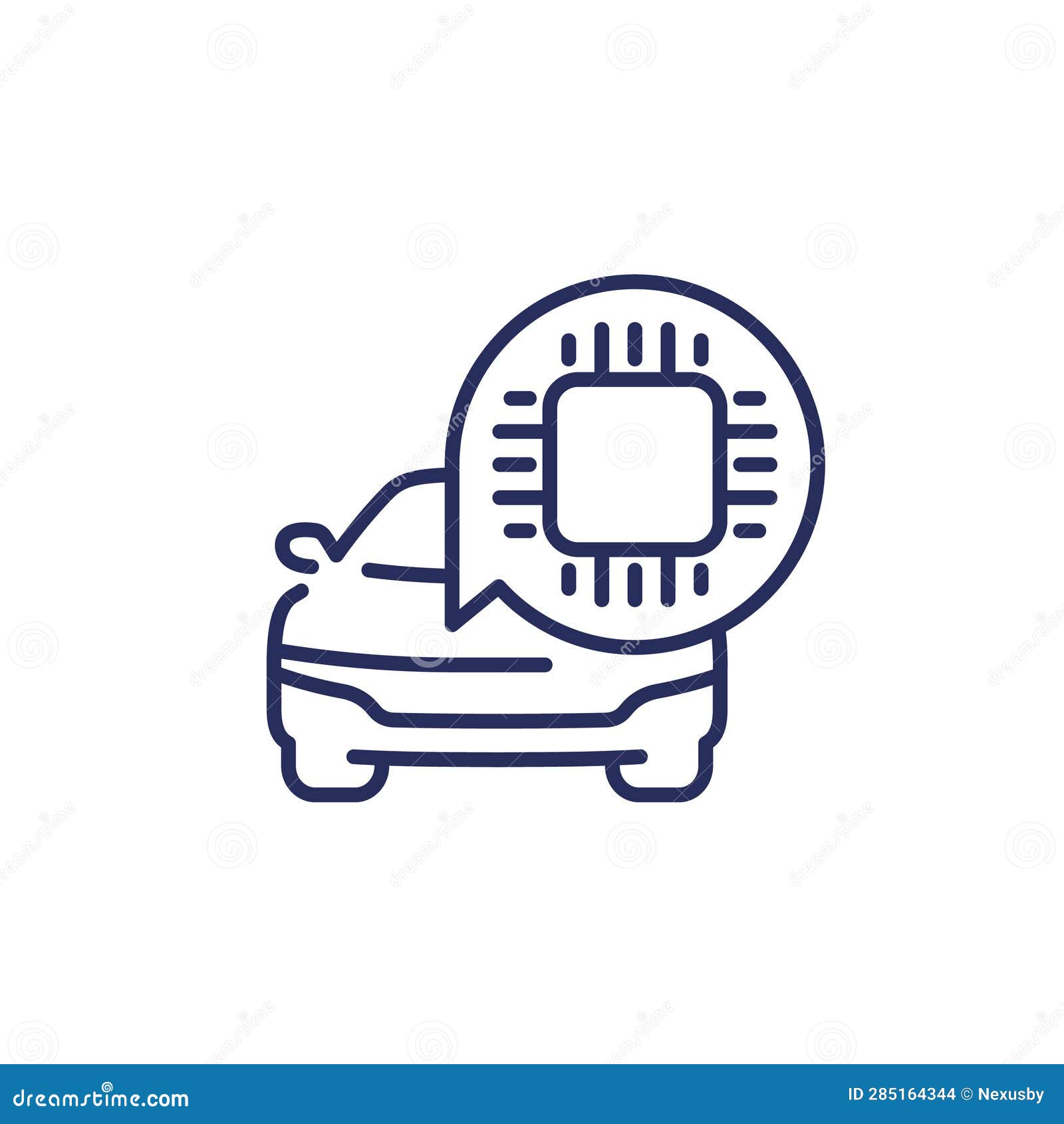 Microchip and Car Line Icon Stock Vector - Illustration of component ...