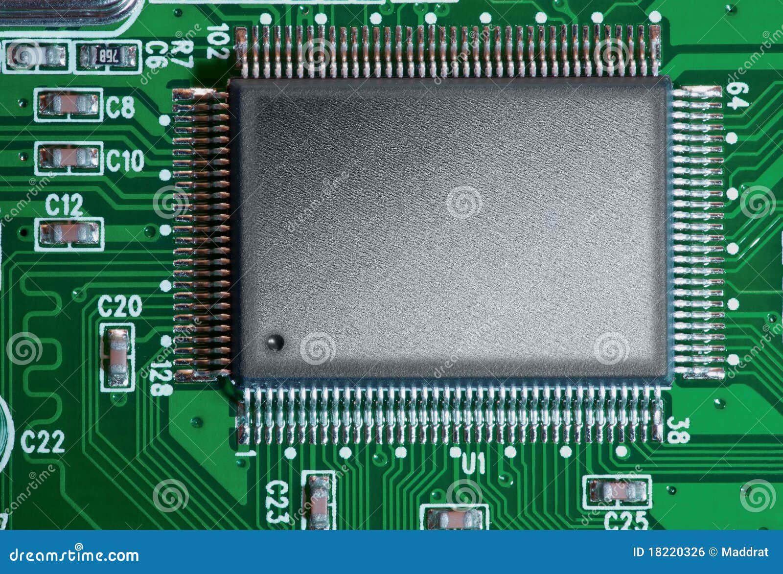 Microchip on a Circuit Board Stock Photo - Image of internet ...