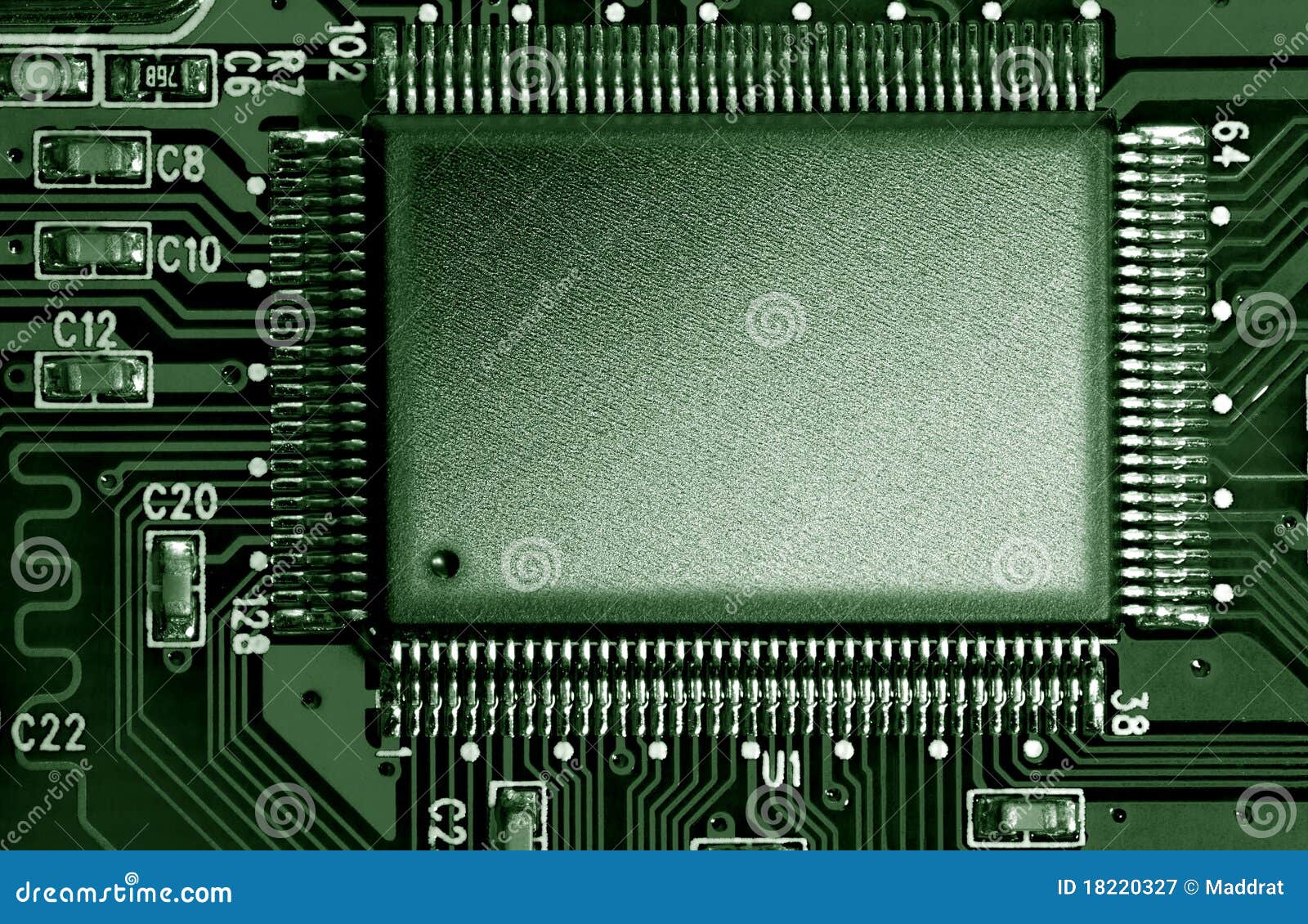 Microchip on a Circuit Board Stock Image - Image of internet ...