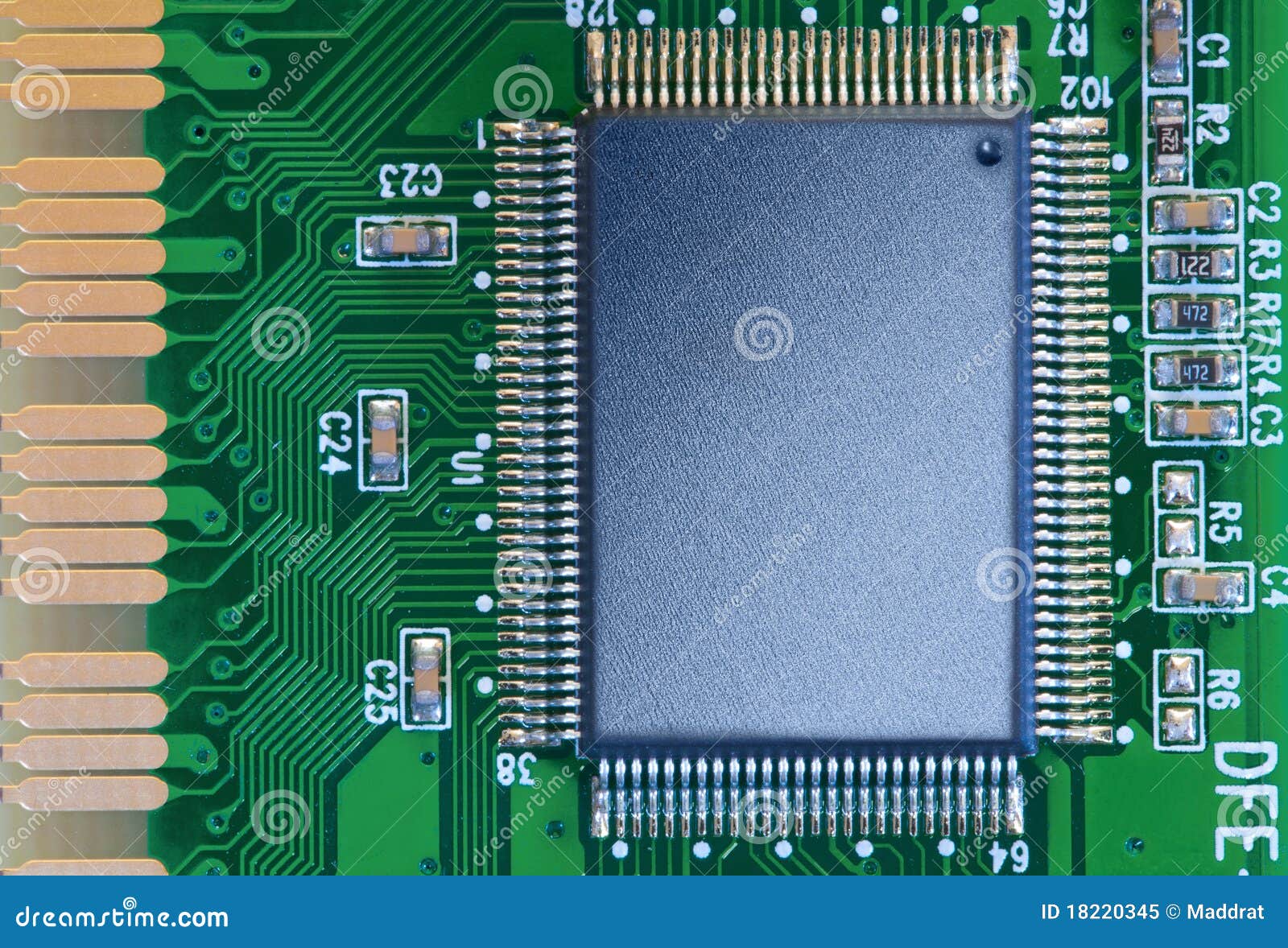 Microchip on a Circuit Board Stock Image - Image of electrical, macro ...