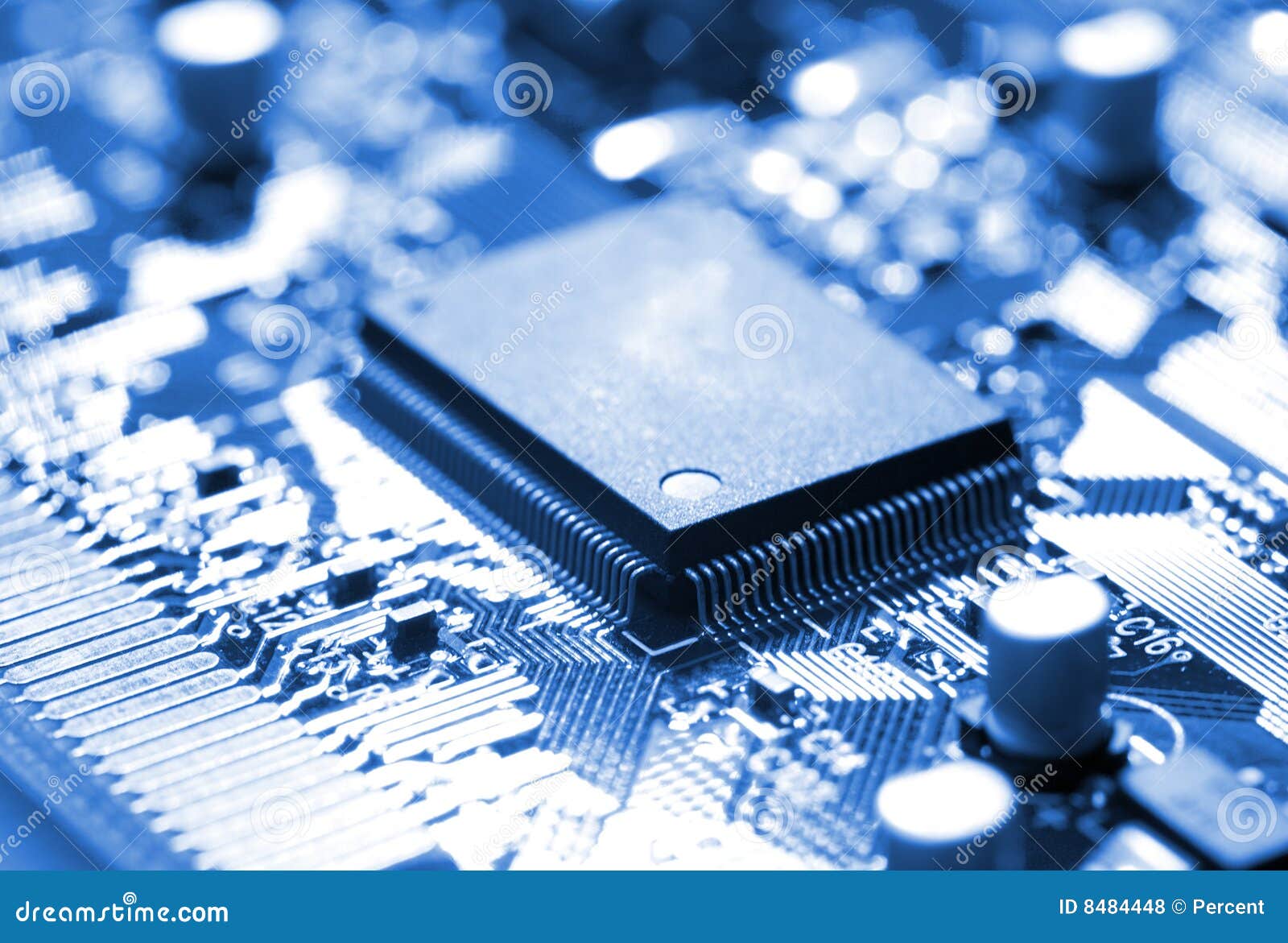 Microchip on circuit board stock photo. Image of element - 8484448