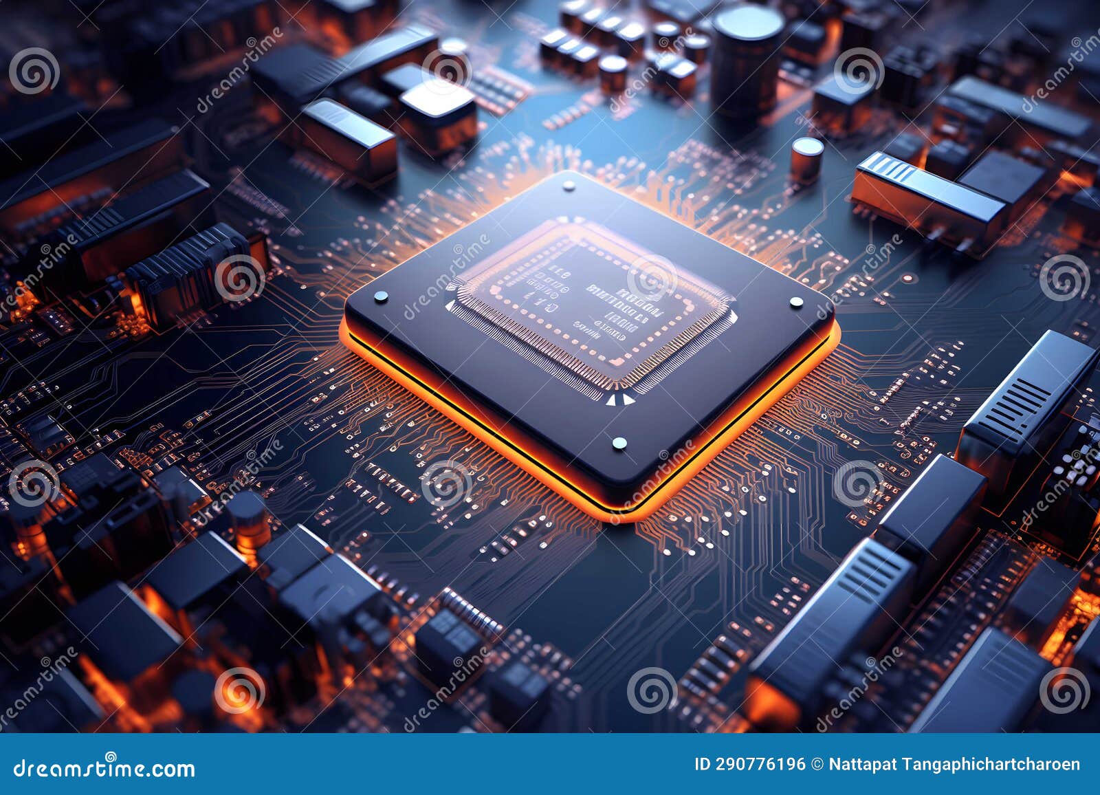 Microchip and Circuit Top View Cpu Mother Board, Generated AI Stock ...