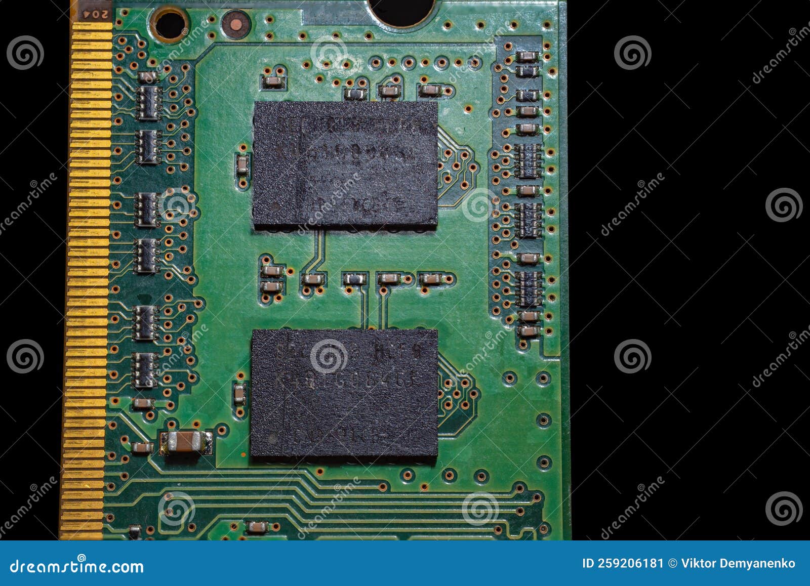 Microchip Components on a Black Background Stock Image - Image of macro ...