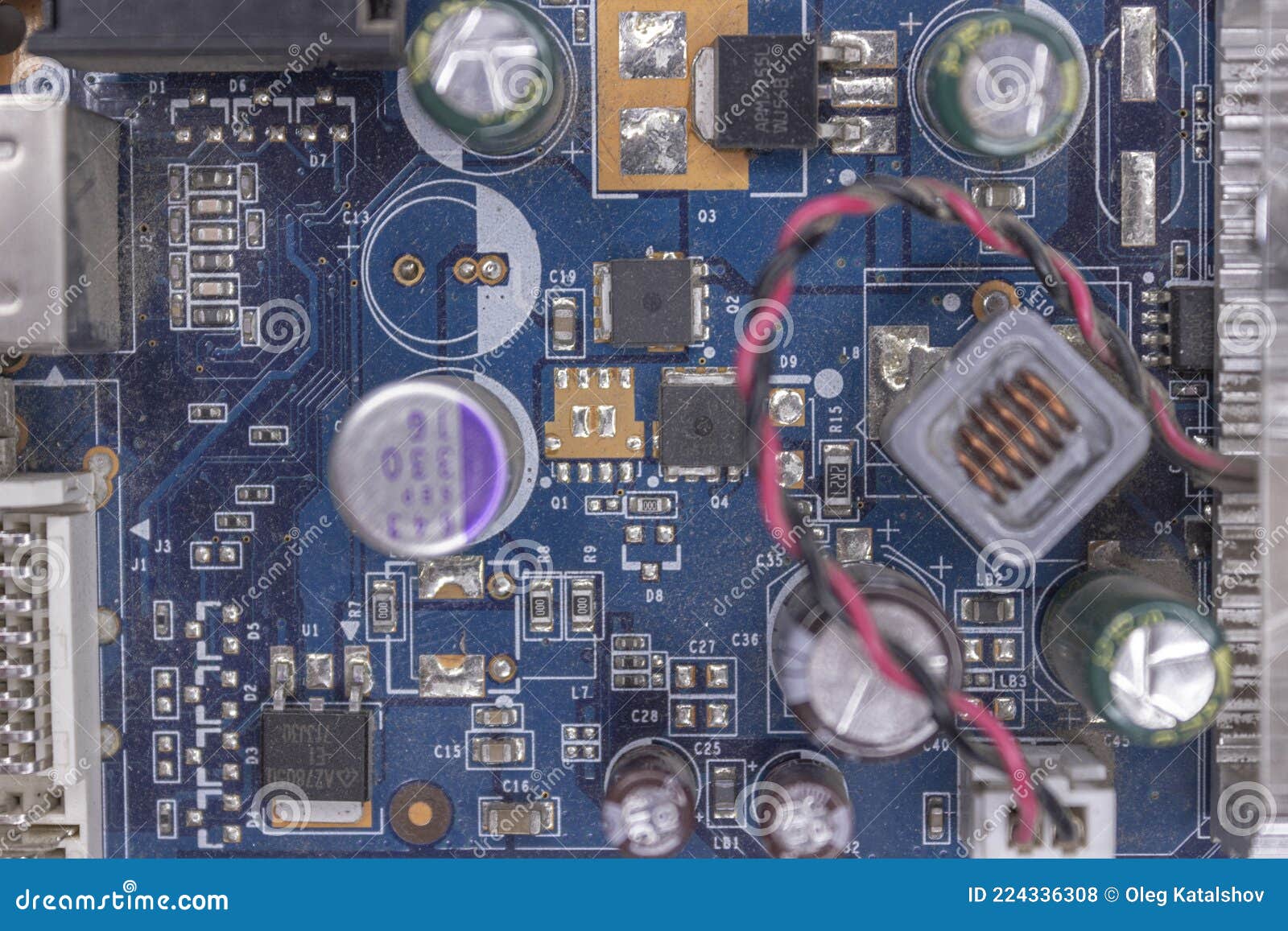 A Microchip with Components in Close-up. Processor with Resistors ...