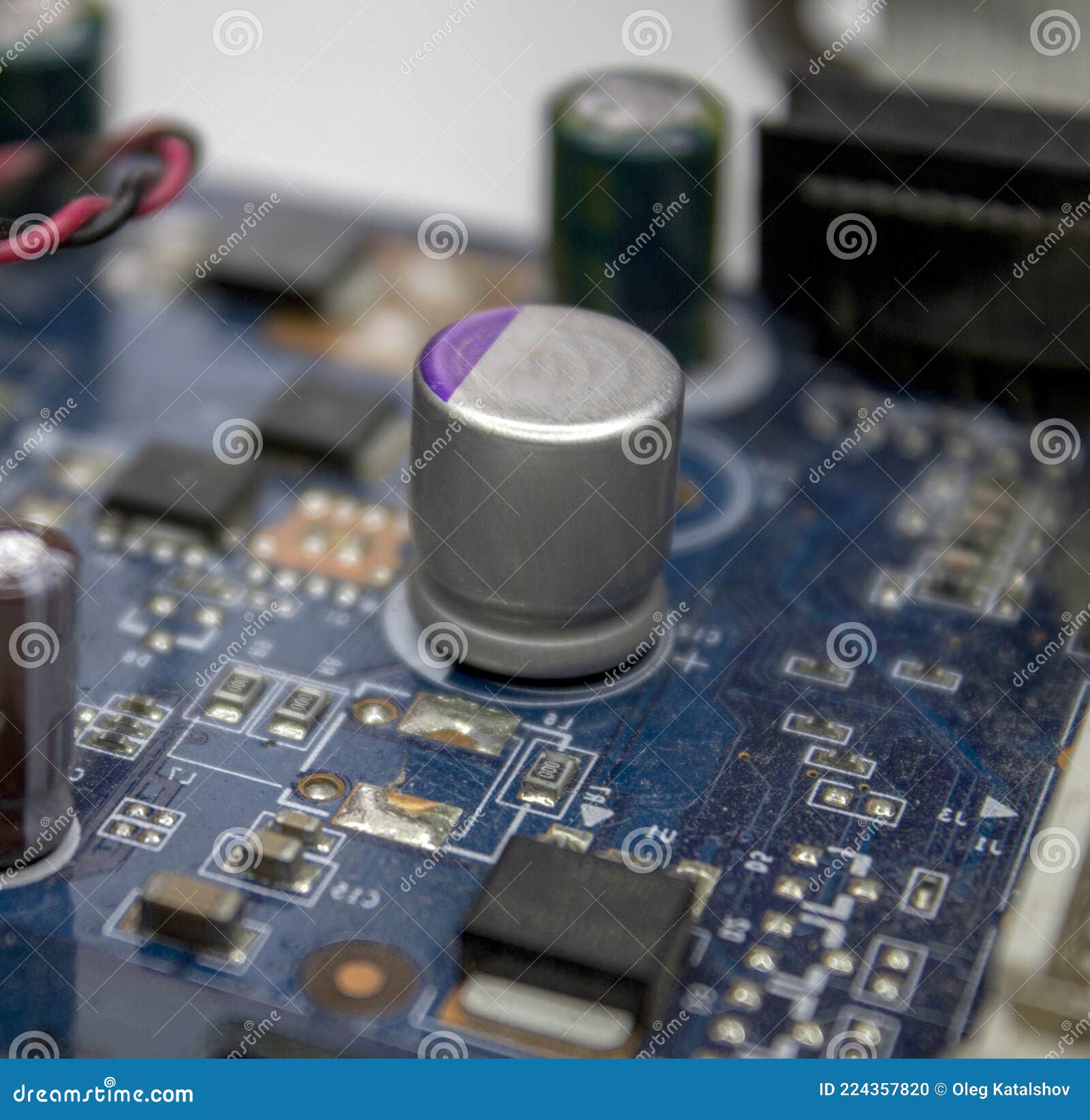 A Microchip with Components in Close-up. Processor with Resistors ...