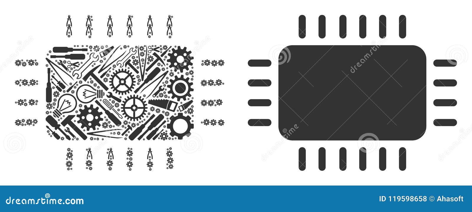 Microchip Composition of Service Tools Stock Vector - Illustration of ...