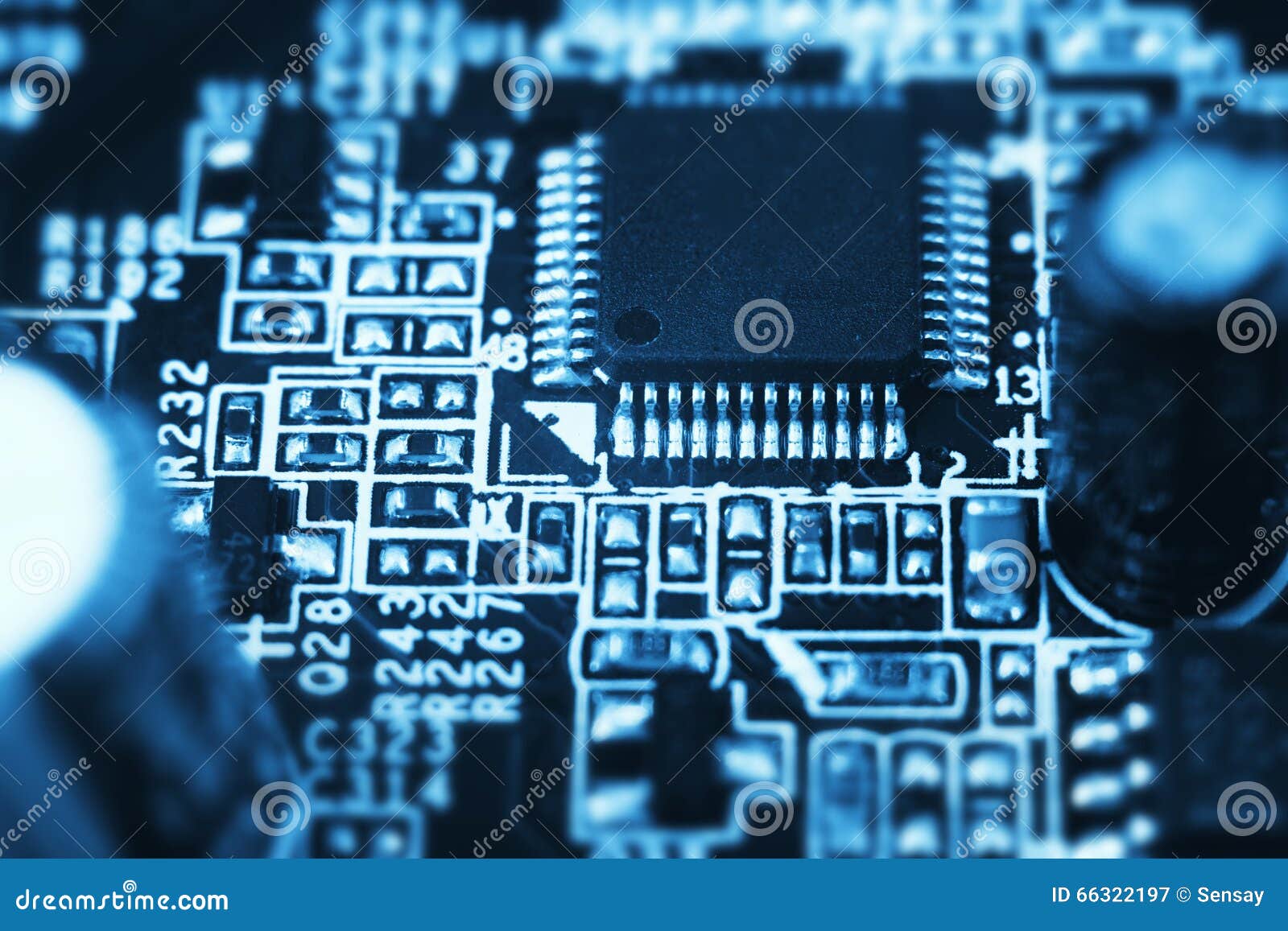 Microchip on a Computer Board Stock Image - Image of science, macro ...