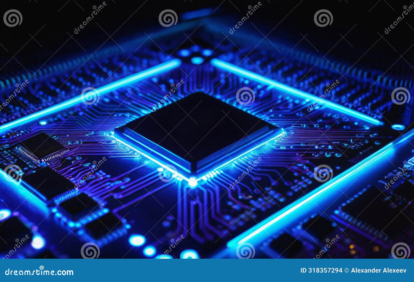 Microchip, Computer Central Processing Unit and Neon Glow Stock ...