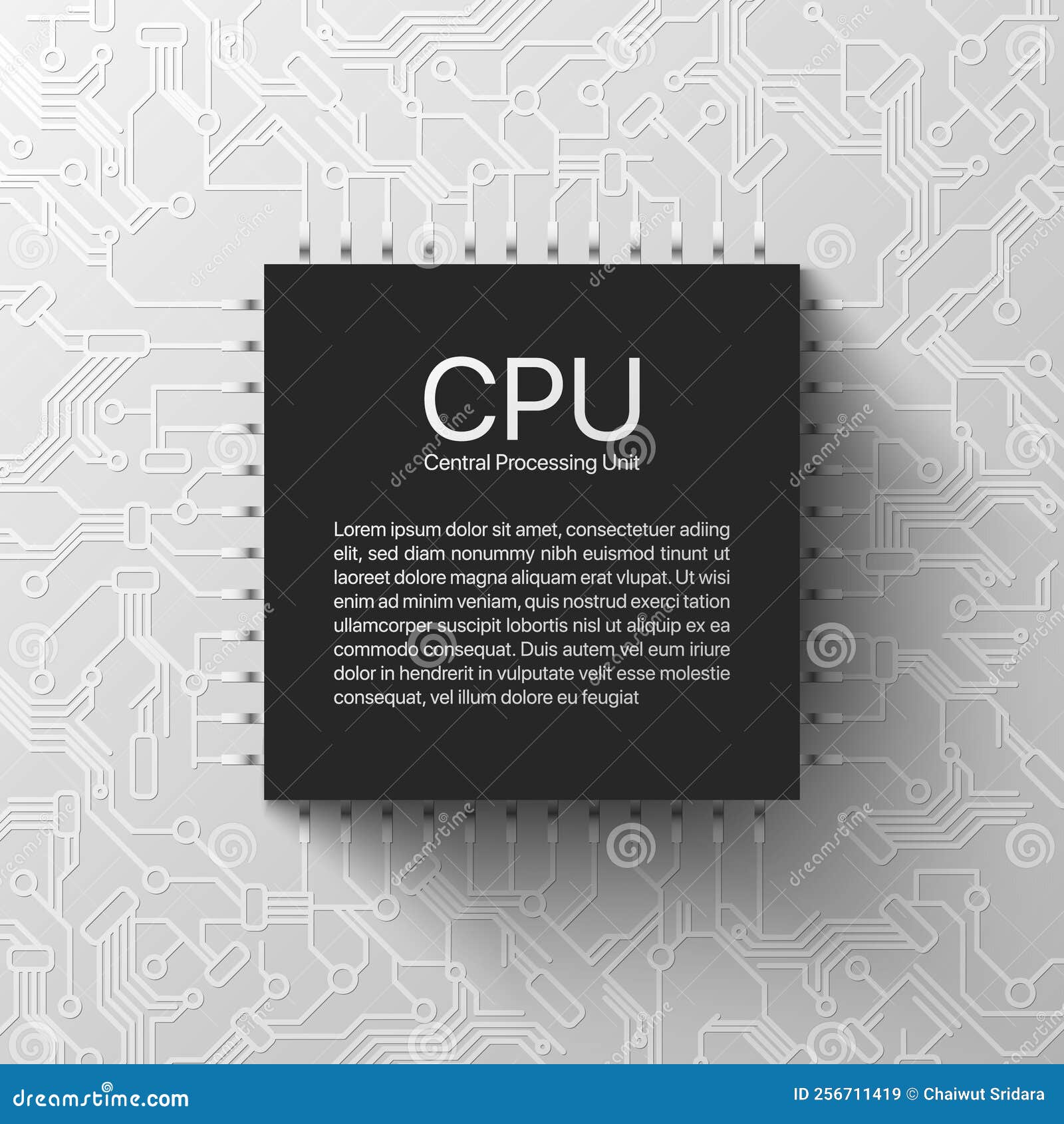 Microchip. Computer CPU stock vector. Illustration of core - 256711419