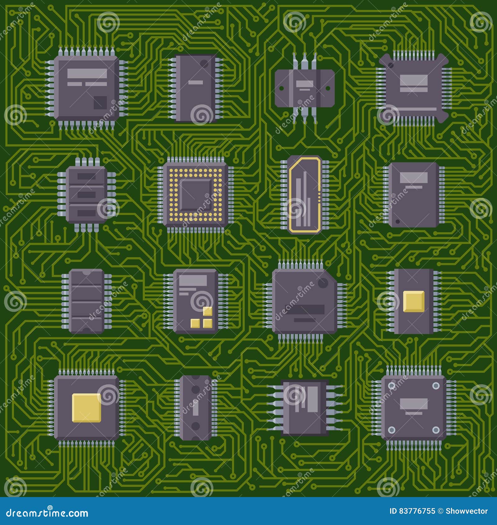 Microchip Computer Plate Vector Illustration. Stock Vector ...