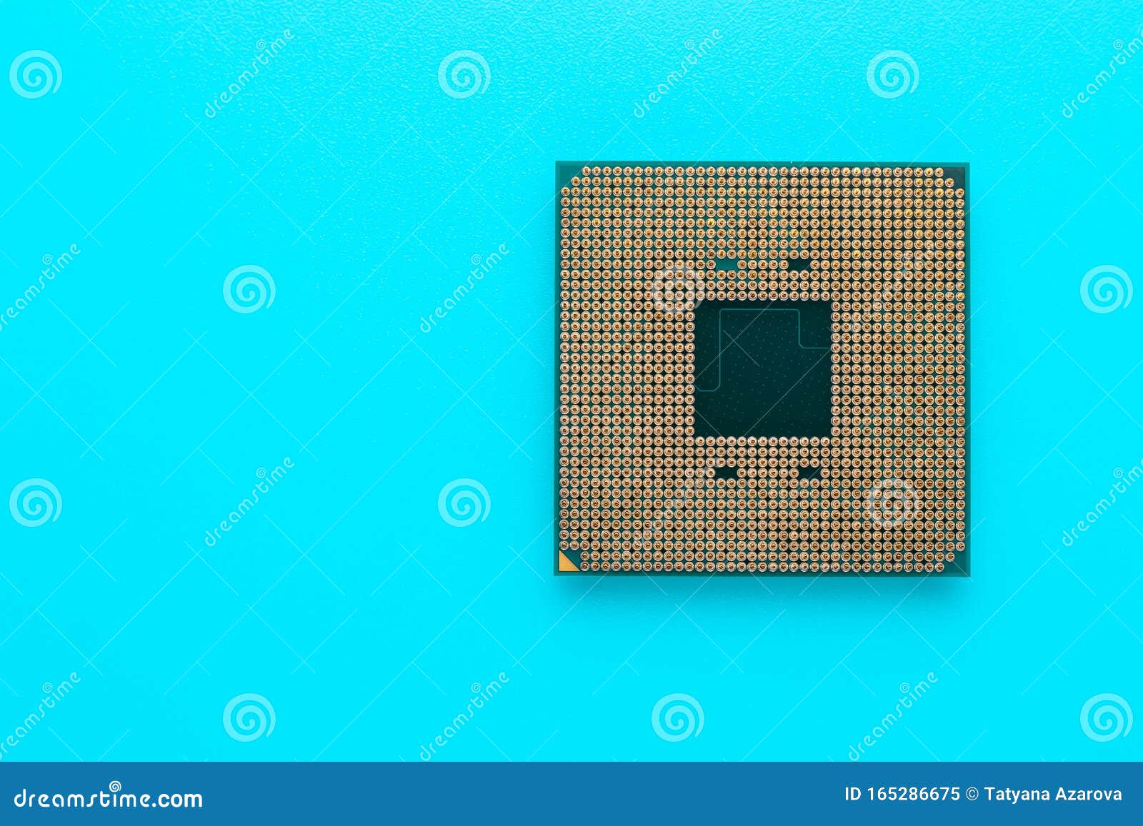 Microchip of Computer on a Turquoise Background. Processor, Cpu ...