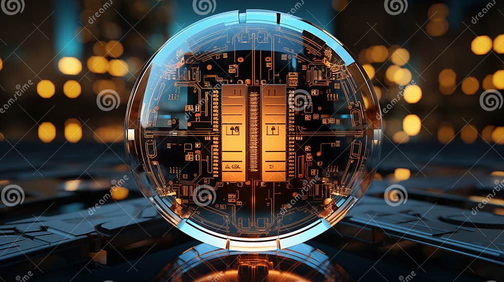 Microchip Core within Spherical Shield Ai Generated Image Background ...