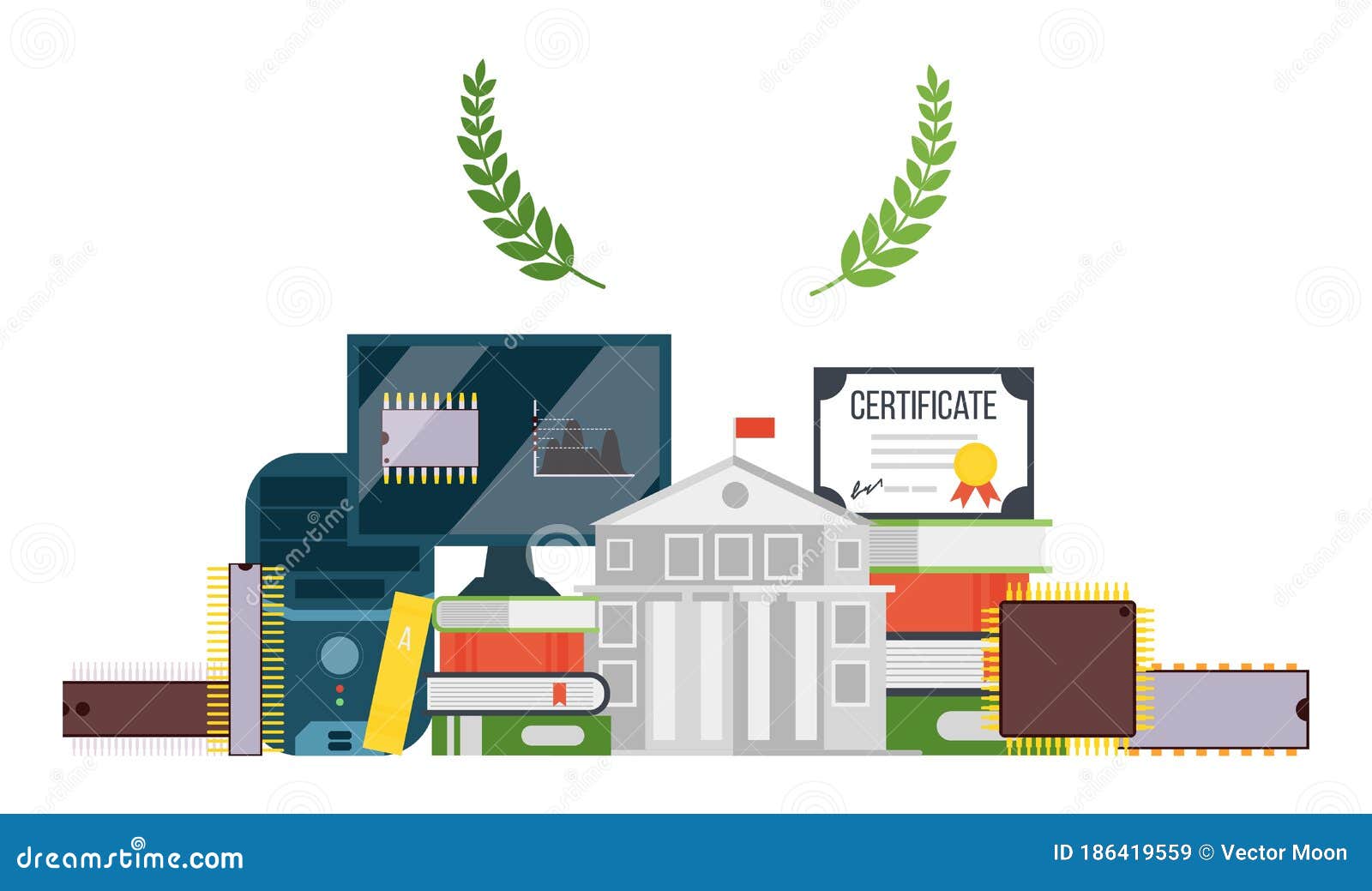 Microchip Creation Training, University Certificate Vector Illustration ...
