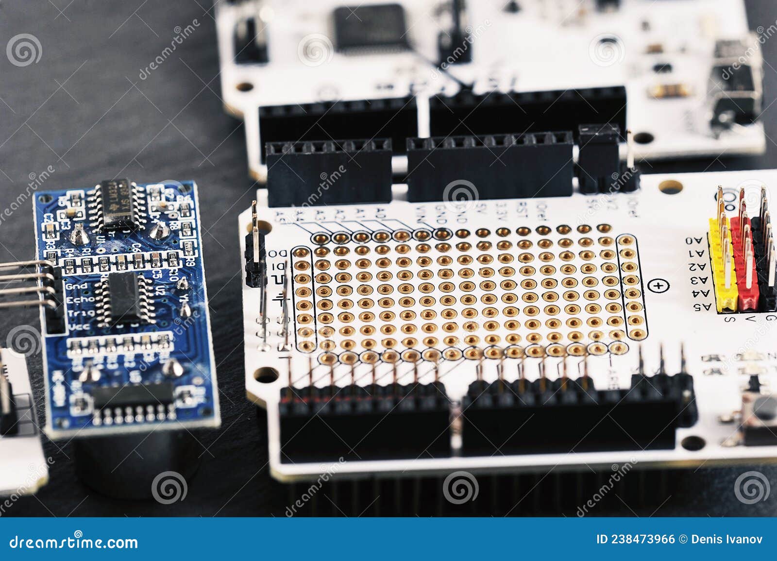 Microchip - Electronic Board with Connectors Stock Photo - Image of ...