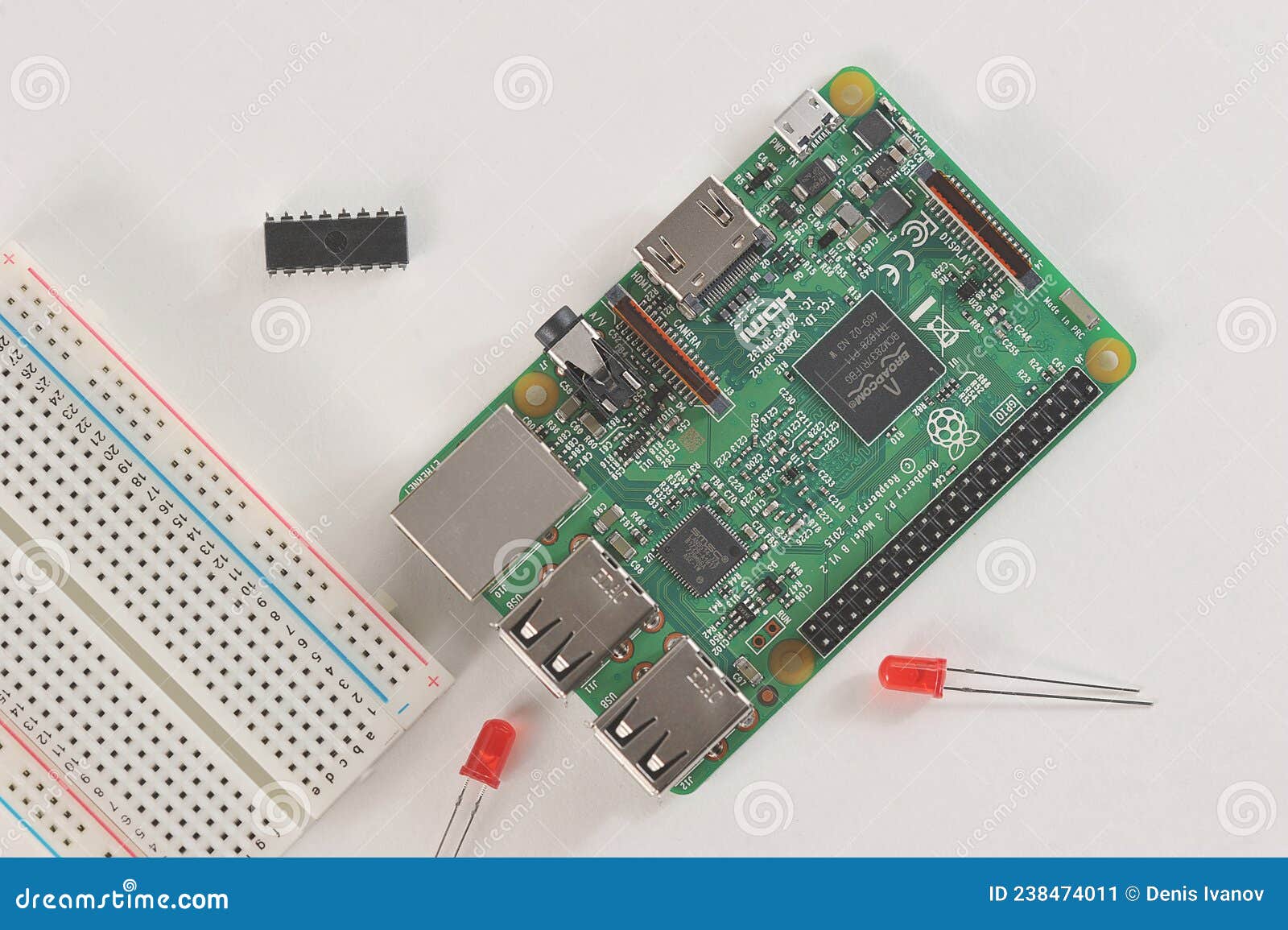 Microchip - an Electronic Board with Connectors and a Red LED Editorial ...