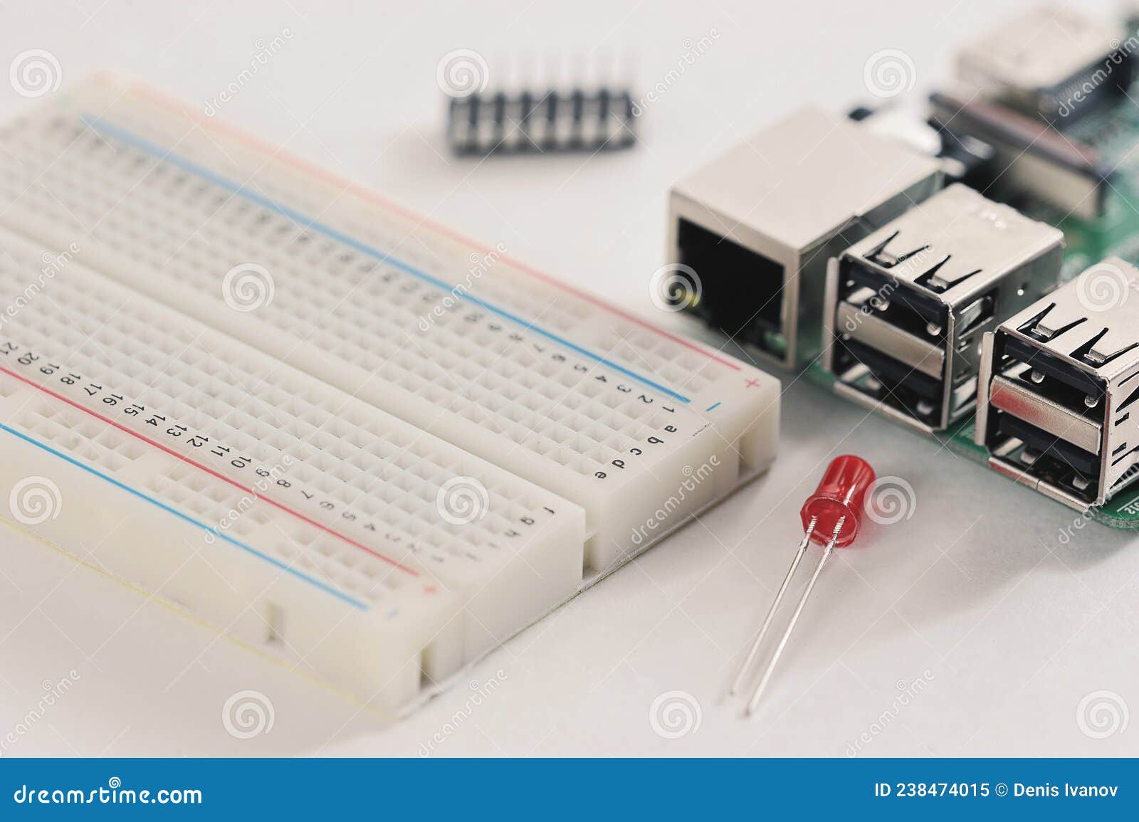 Microchip - an Electronic Board with Connectors and a Red LED Stock ...