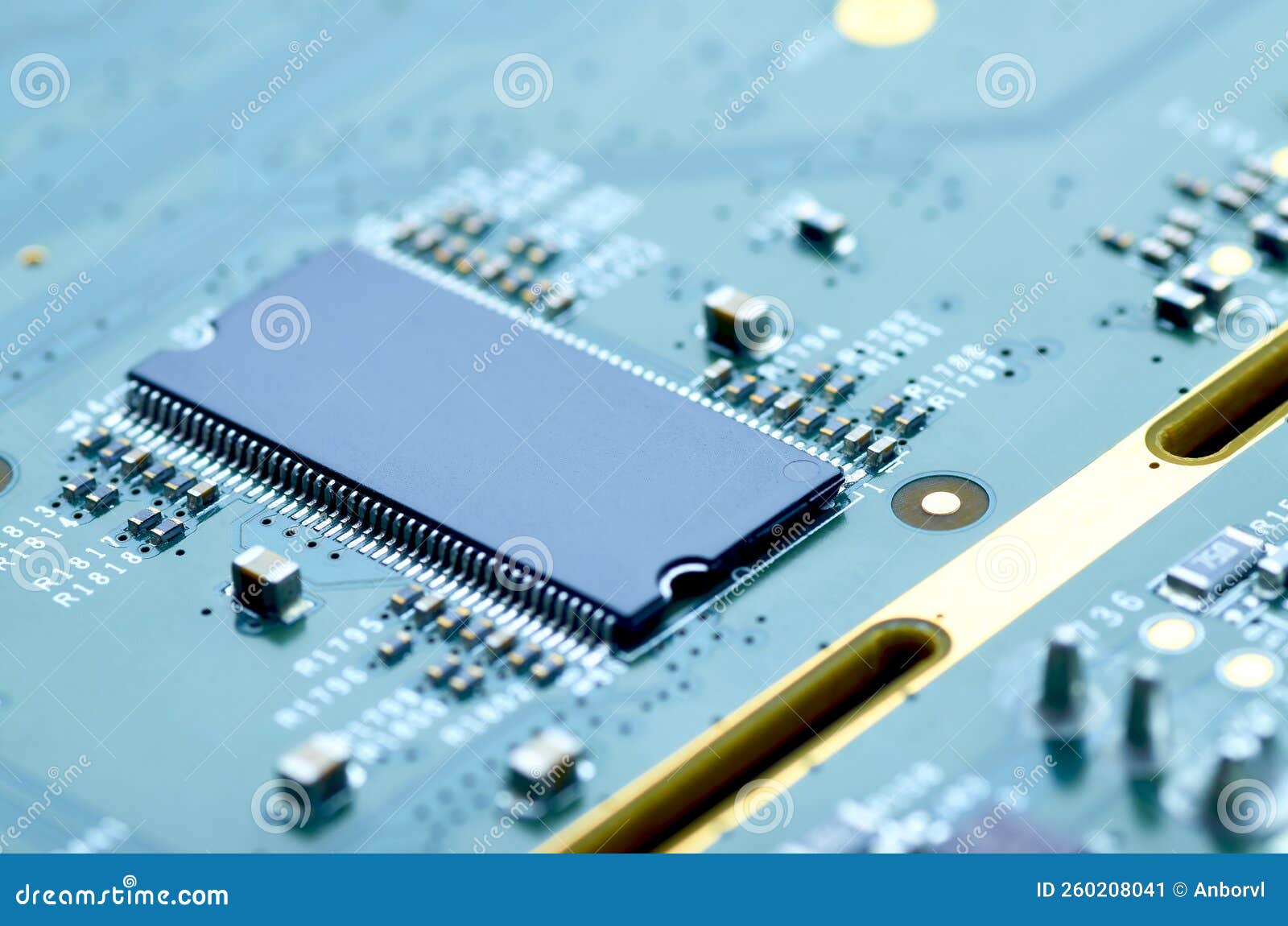 Microchip and Electronic Components on the Board Close-up Stock Image ...