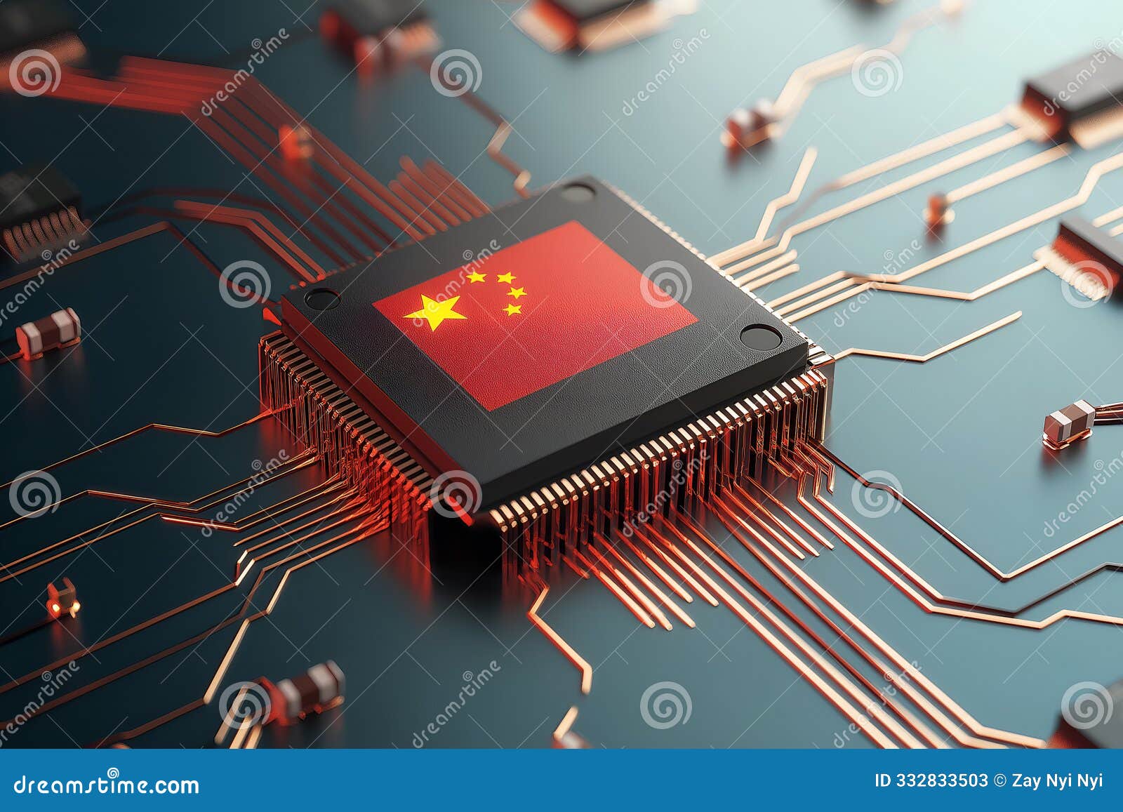 A Microchip Featuring Chinese Flag Symbolizes Chinaâ€™s Dominance in ...