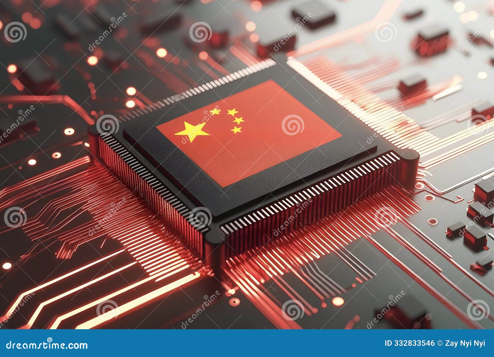 A Microchip Featuring Chinese Flag Symbolizes Chinaâ€™s Dominance in ...