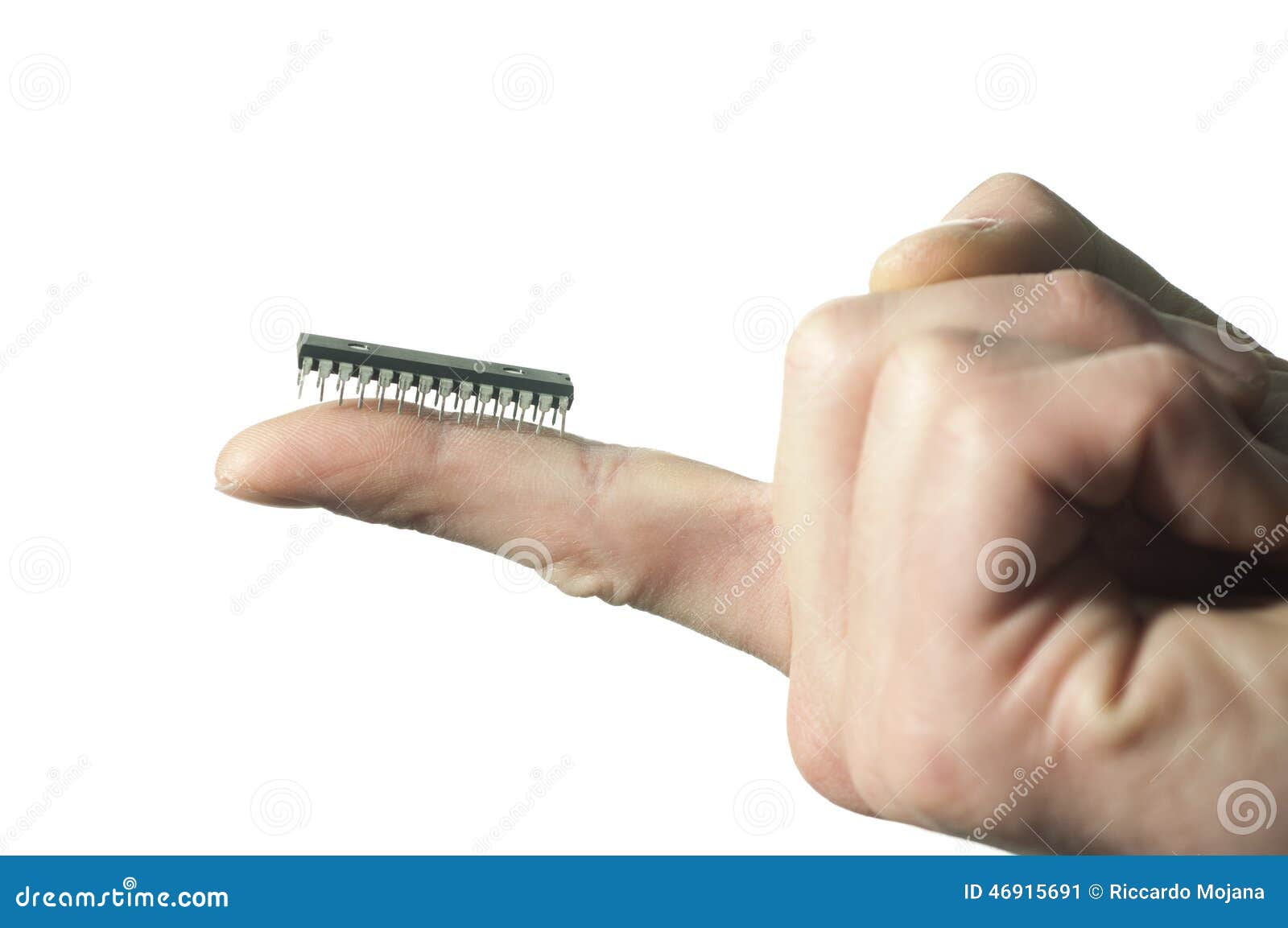 Microchip on finger stock image. Image of white, metal - 46915691