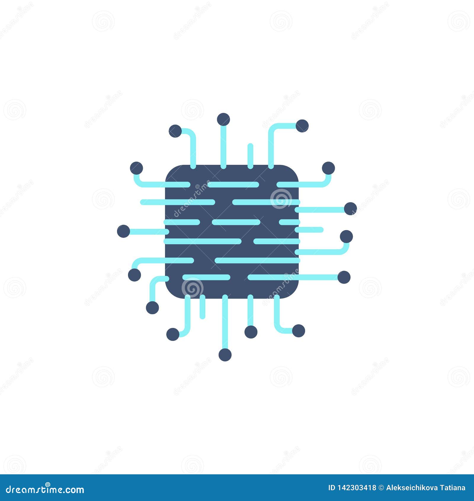 Microchip Line Icon Stock Vector Illustration Of Electronic 142303418