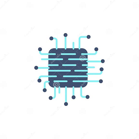 Microchip line icon. stock vector. Illustration of electronic - 142303418