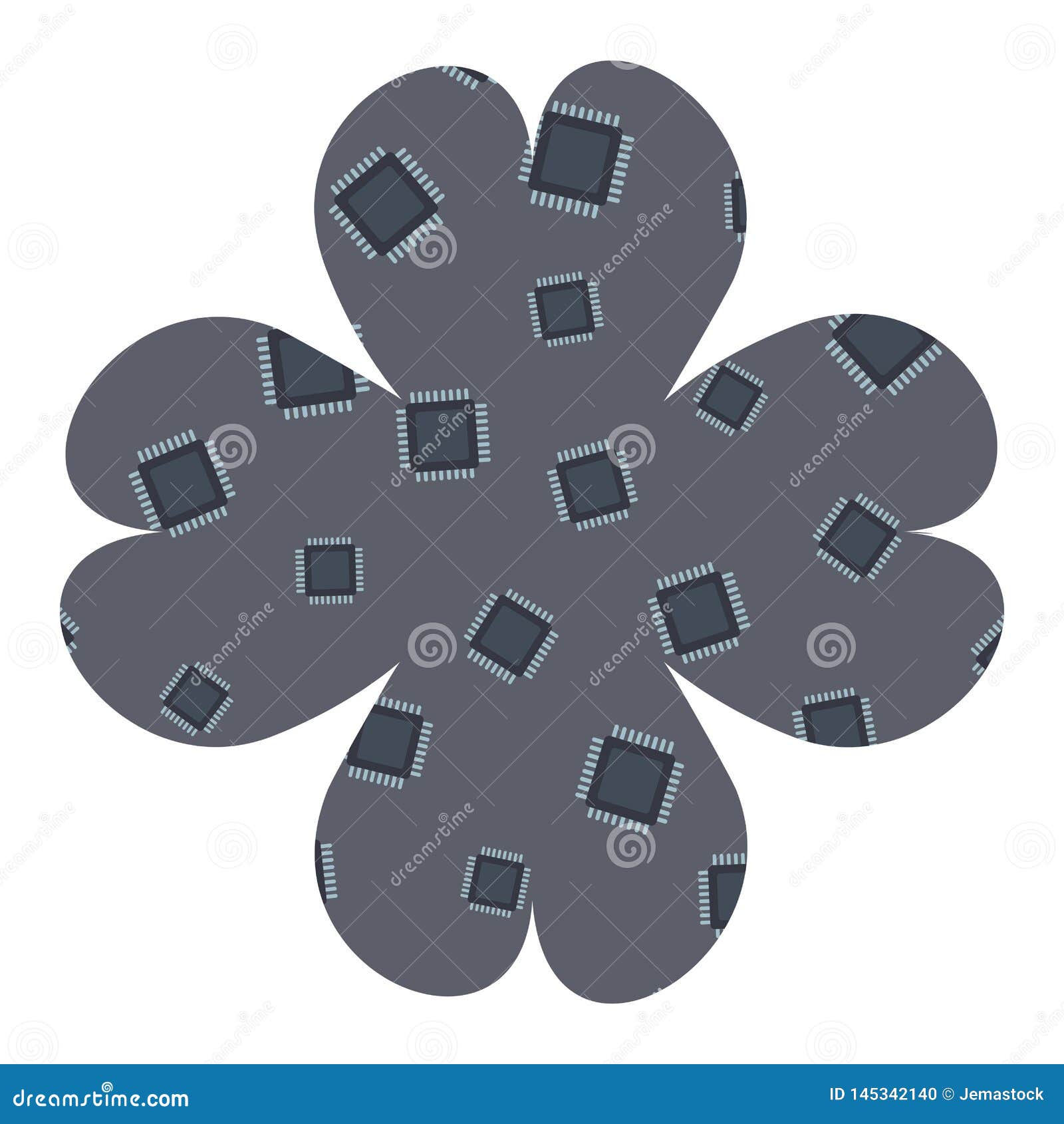 Microchip Flower frame stock vector. Illustration of modern - 145342140
