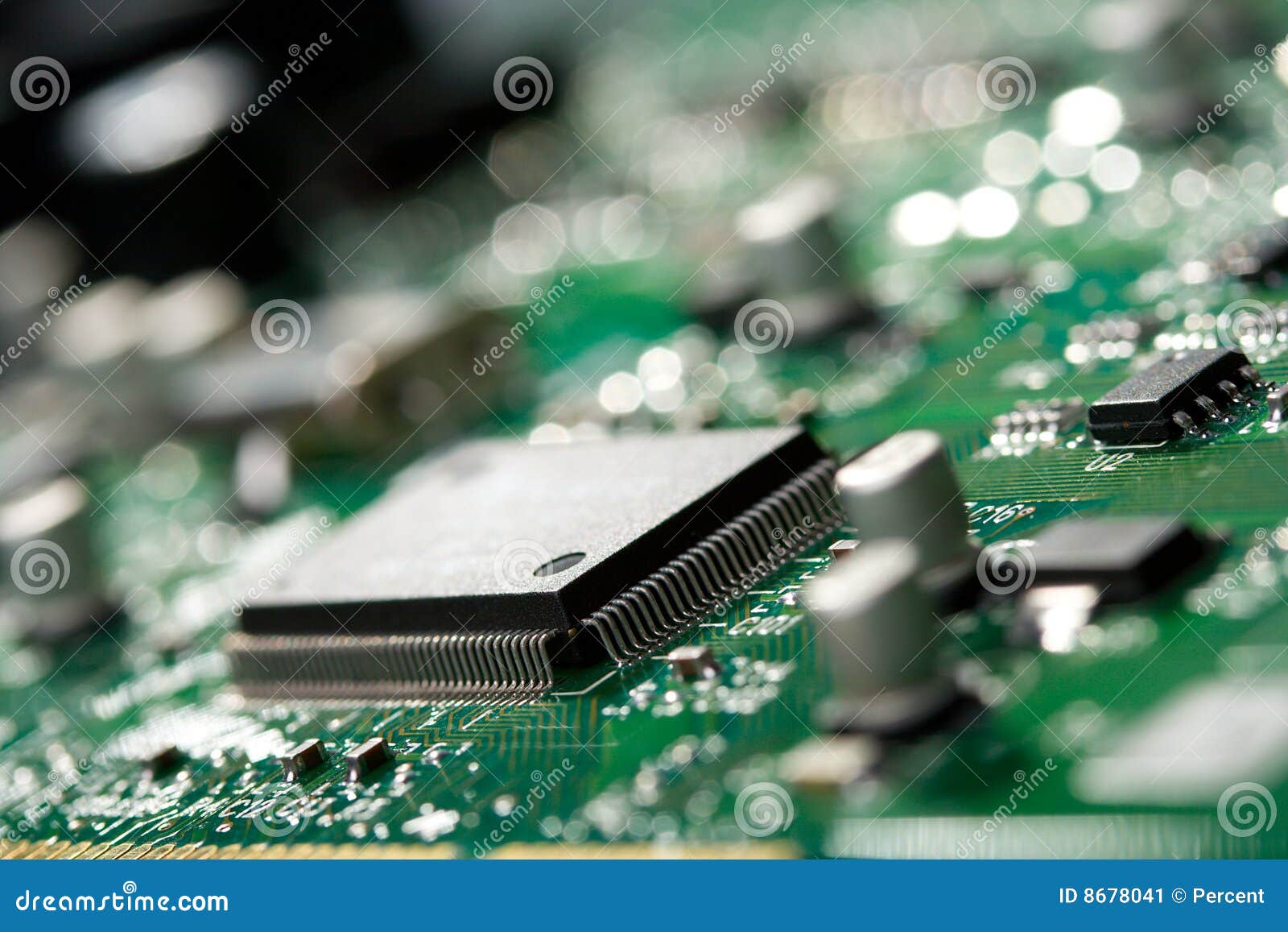 Microchip on Green Circuit Board Stock Image - Image of selective ...
