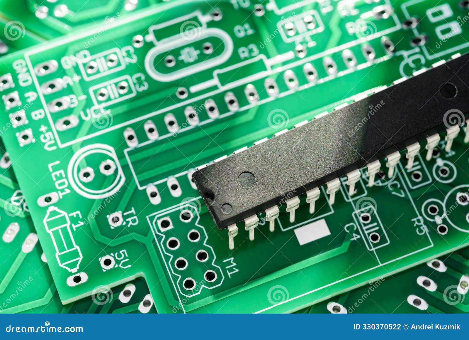 Green Printed Circuit Board PCB With Some Surface Mount Device SMD ...