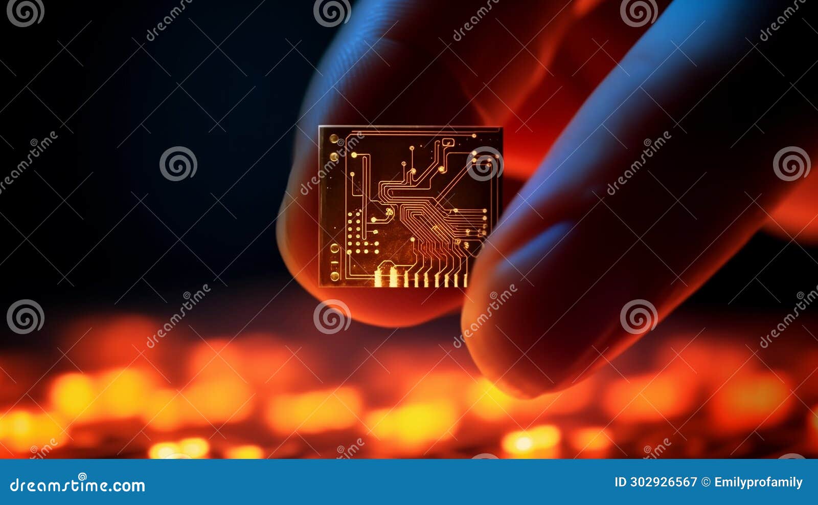 Microchip in Hand for AI Technological Advances Stock Illustration ...