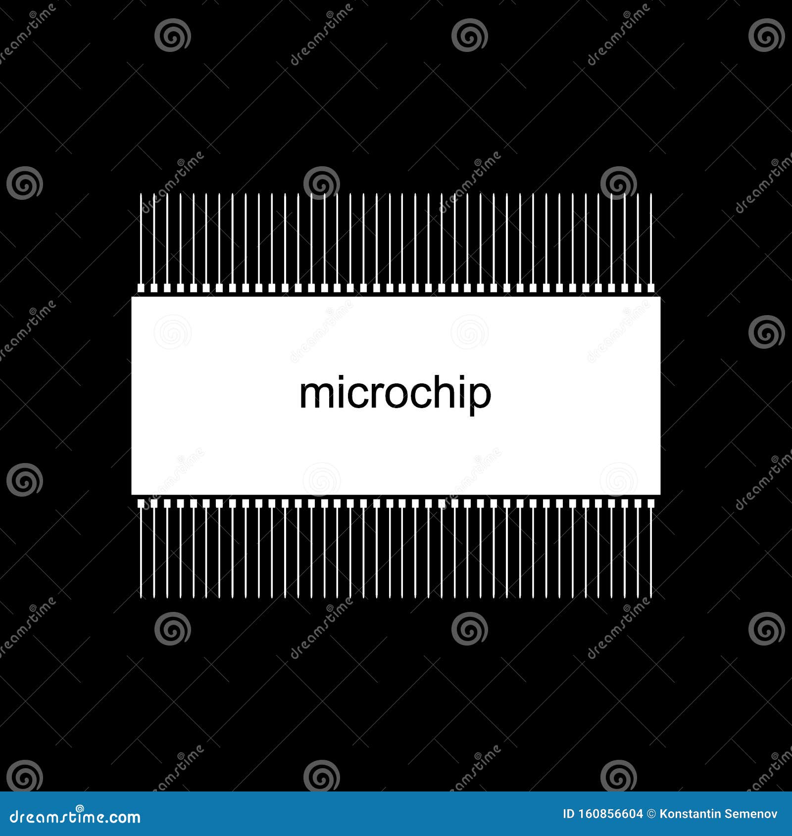 Microchip icon on black stock illustration. Illustration of logical ...