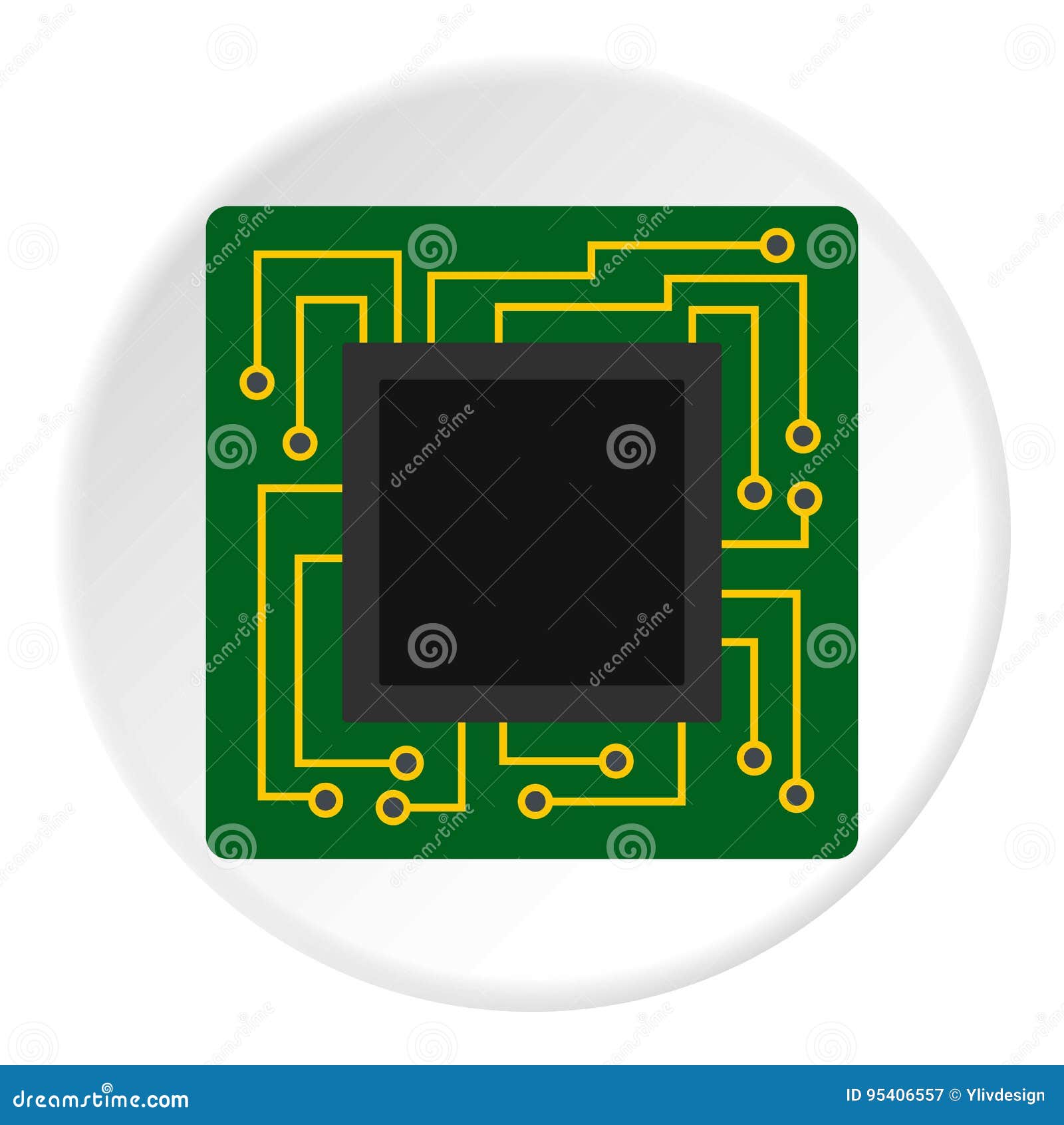 Microchip icon circle stock vector. Illustration of hardware - 95406557
