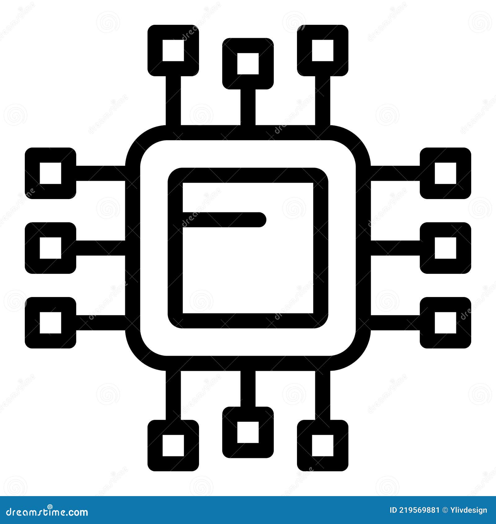 Microchip Icon, Outline Style Stock Vector - Illustration of core ...