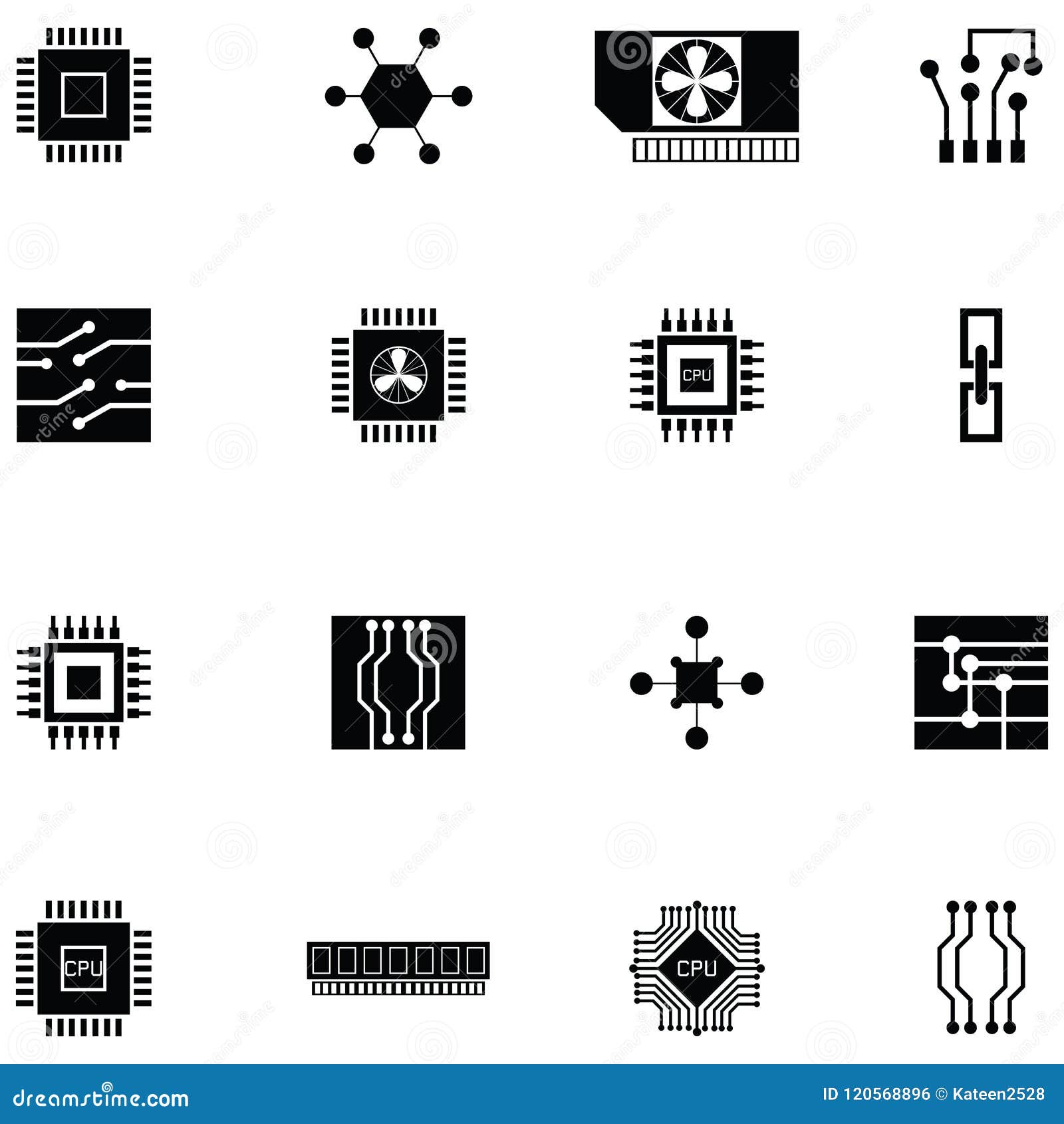 Microchip icon set stock vector. Illustration of computer - 120568896