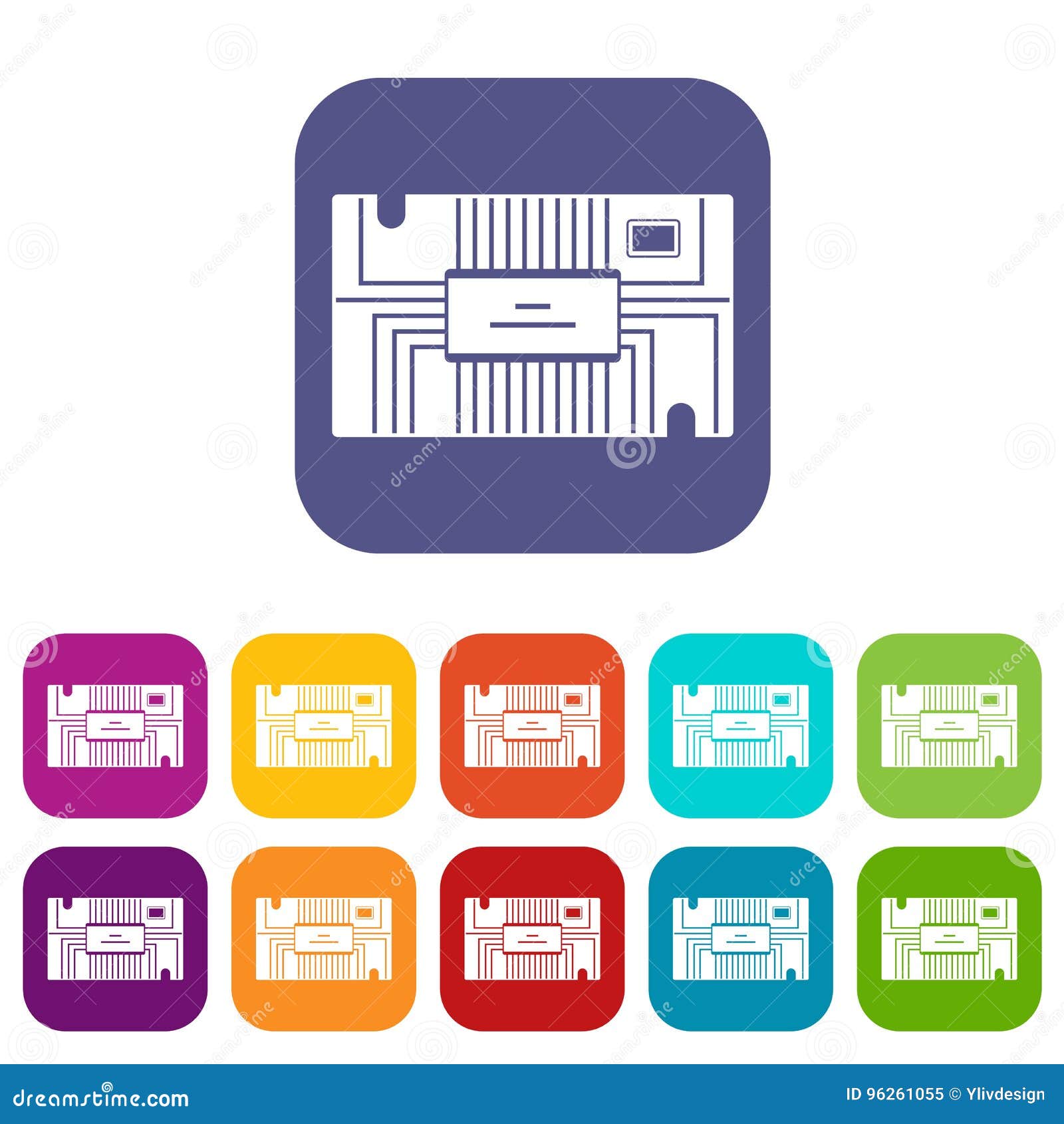 Microchip icons set flat stock vector. Illustration of industry - 96261055