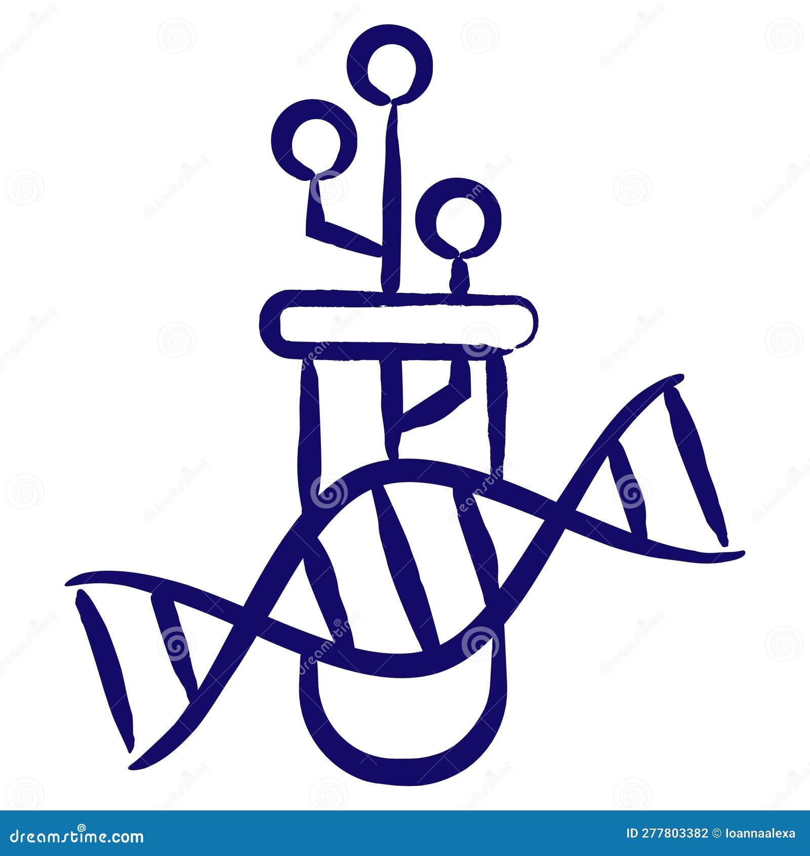 Microchip Inside the Flask with DNA. Simple Contour Vector Icon of the ...