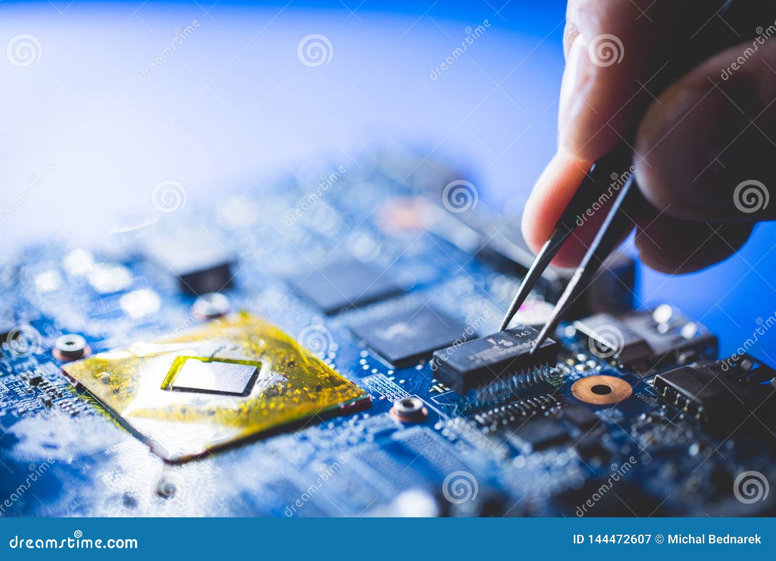 Microchip Installation on CPU Board Stock Image - Image of engineer ...