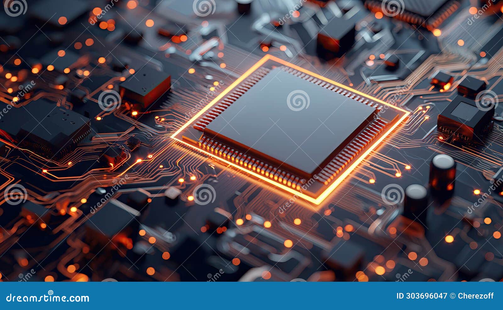 Microchip on an Integrated Circuit Stock Image - Image of component ...